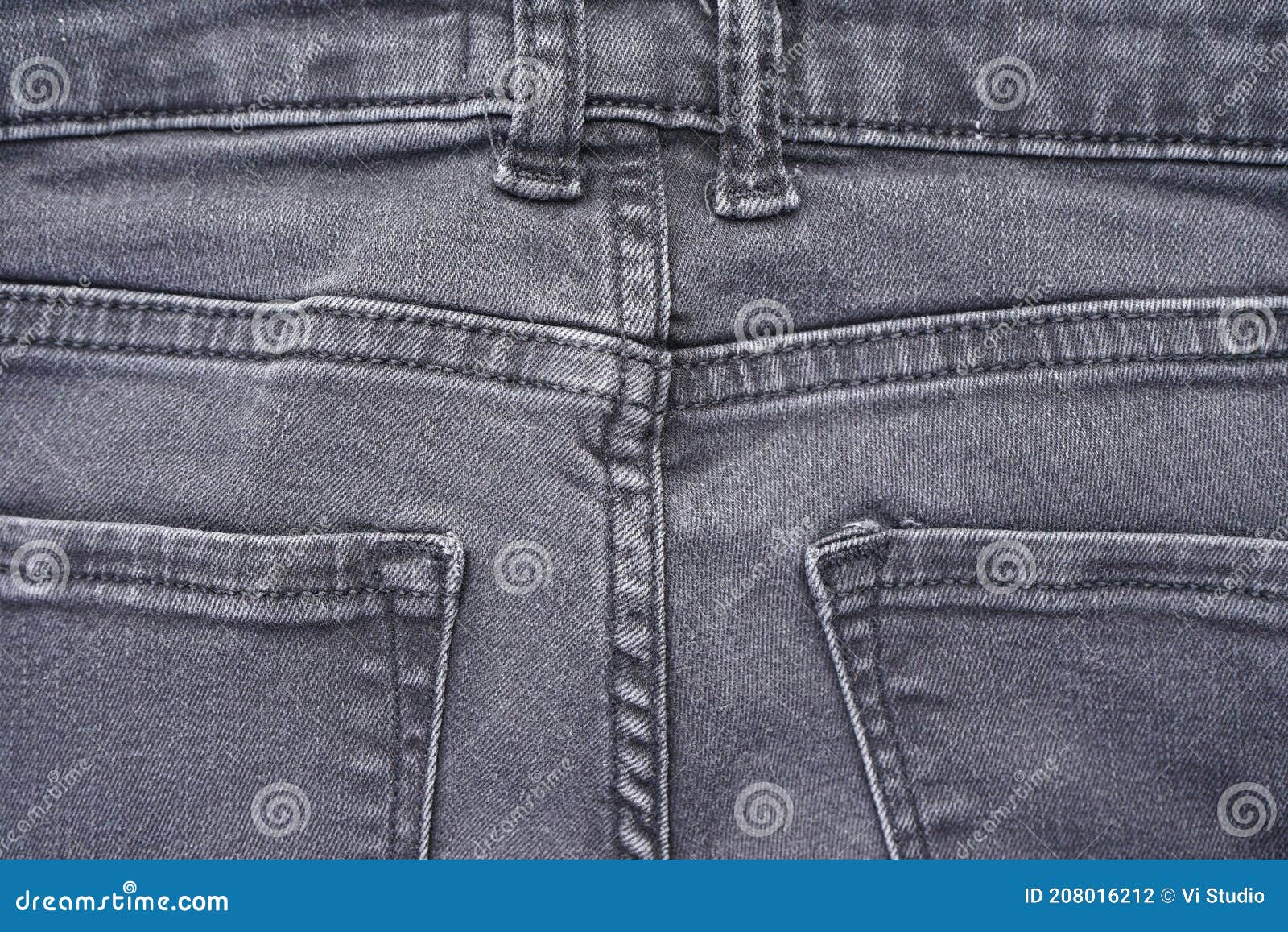 Denim Pattern Back View, Gray Jeans Background. Classic Jeans Texture ...