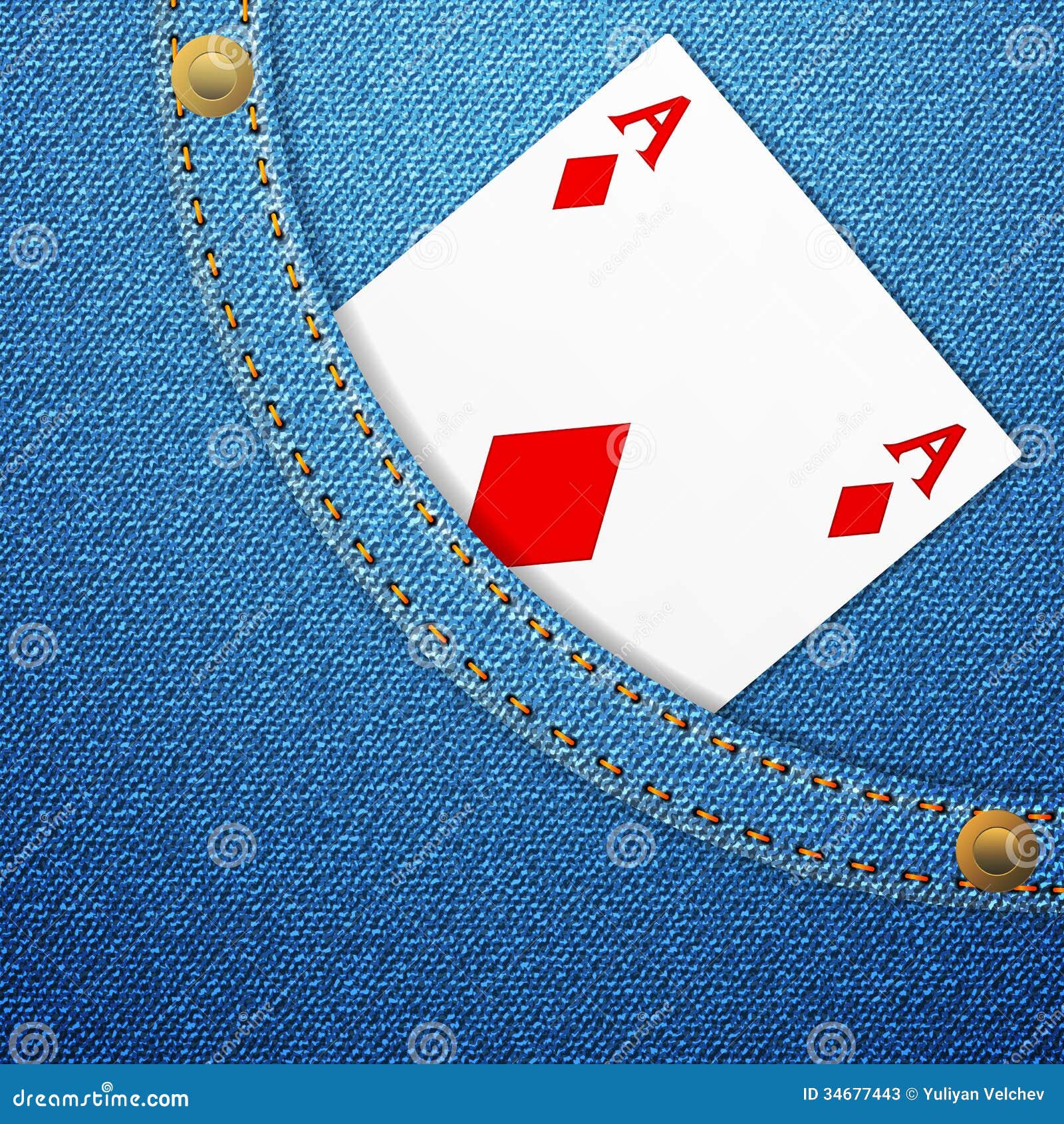 Denim Pocket and Diamond Ace Stock Vector - Illustration of canvas ...