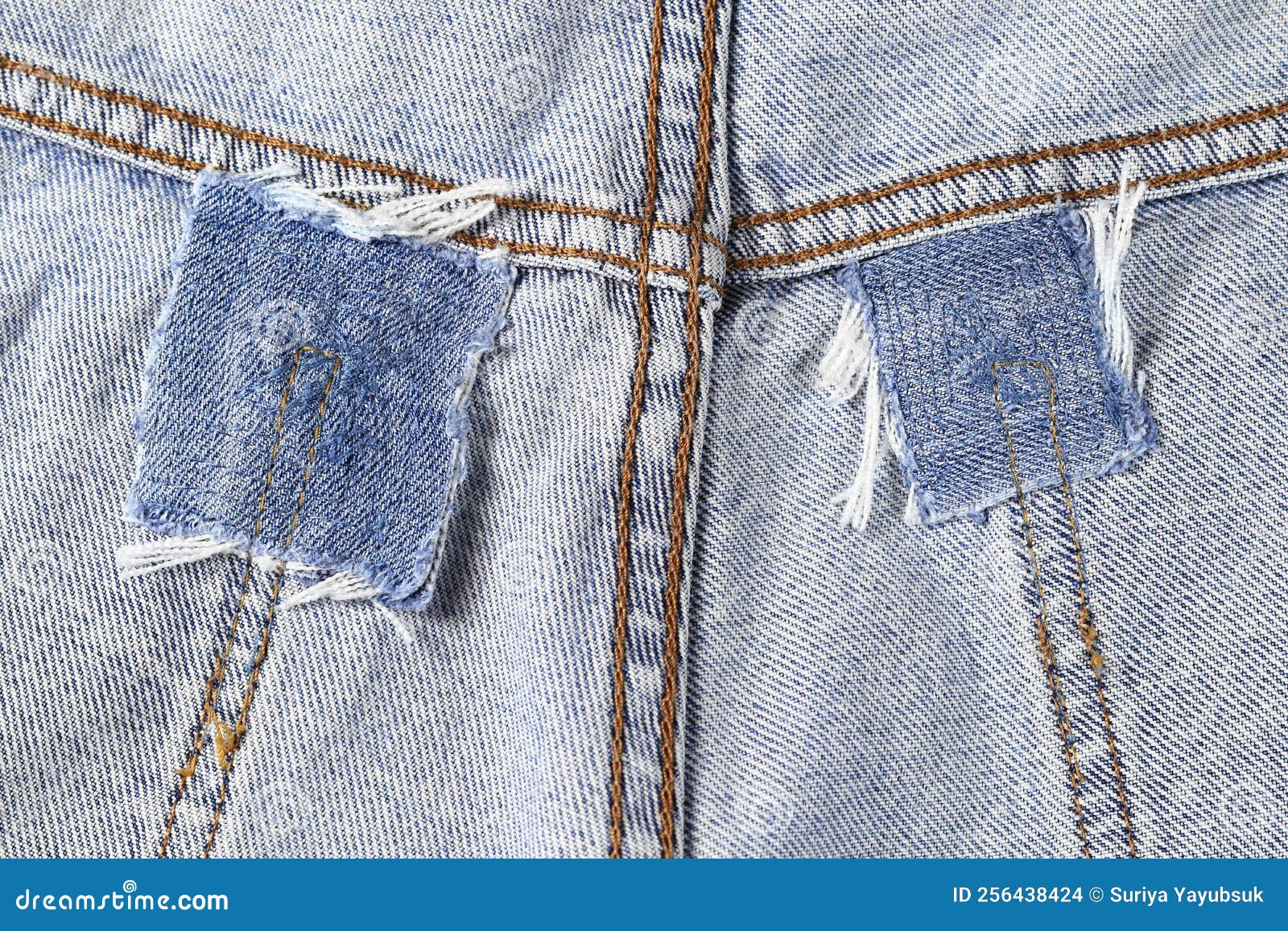 Denim Repair Seam Style on Inside or Back Side, Jeans Patchwork Texture ...