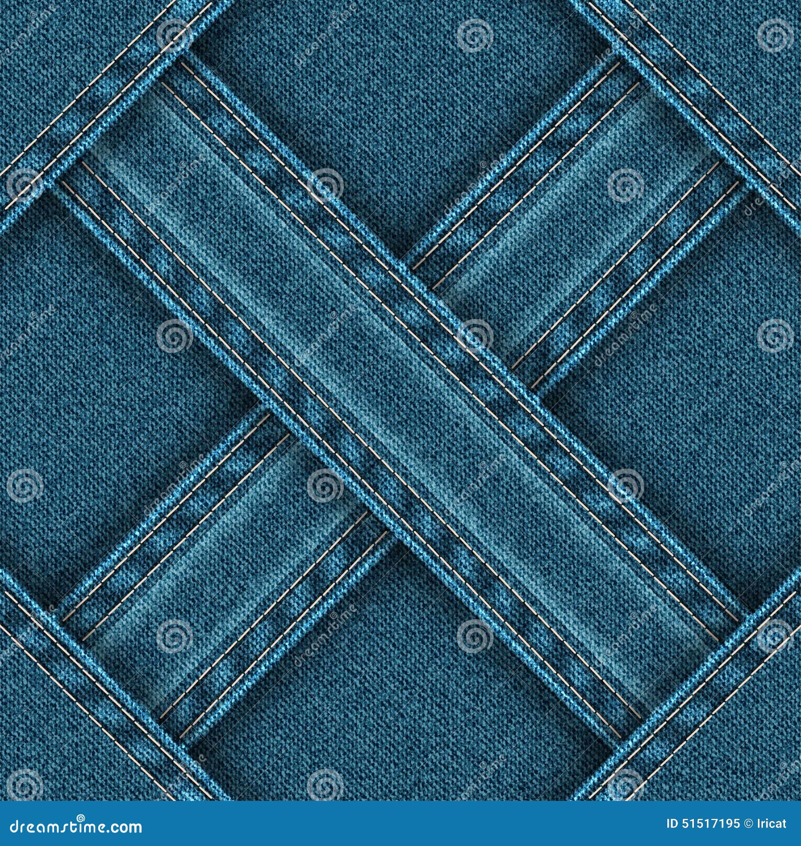 Denim Seamless Pattern is Divided Ribbons Sewn into Four Zones. Stock ...