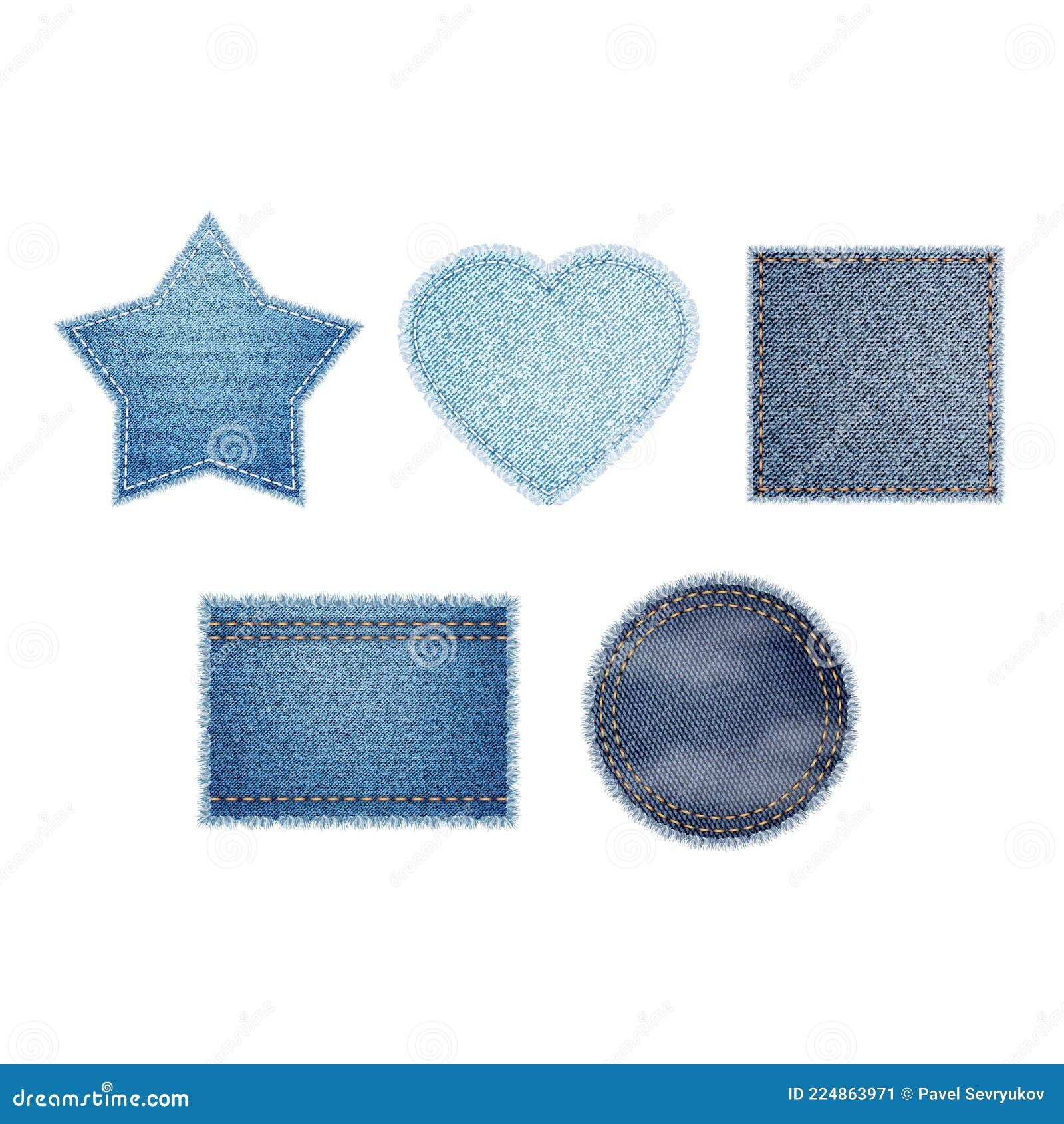 Denim Shapes for Decorating Clothing Set Vector Stock Vector ...