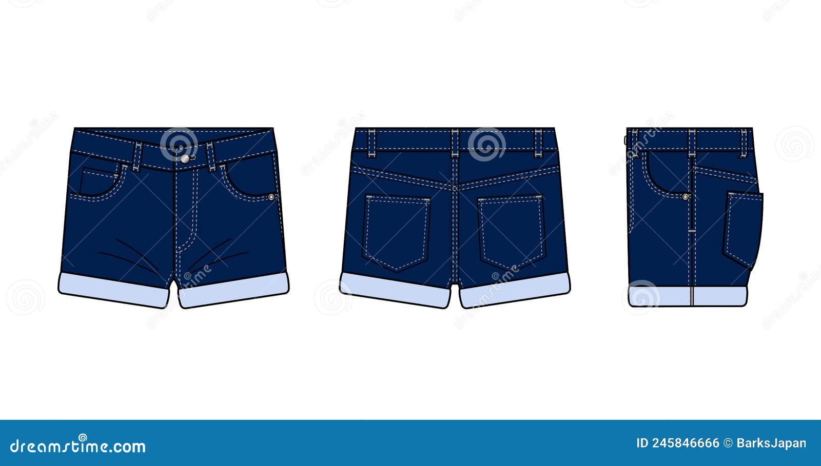 Denim Short Pants Vector Template Illustration Stock Vector ...