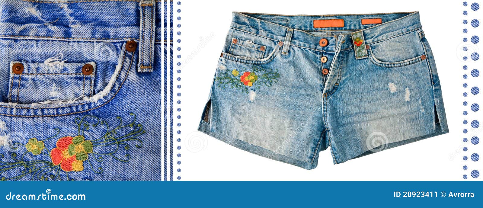 Denim Shorts stock image. Image of pocket, embroidery - 20923411
