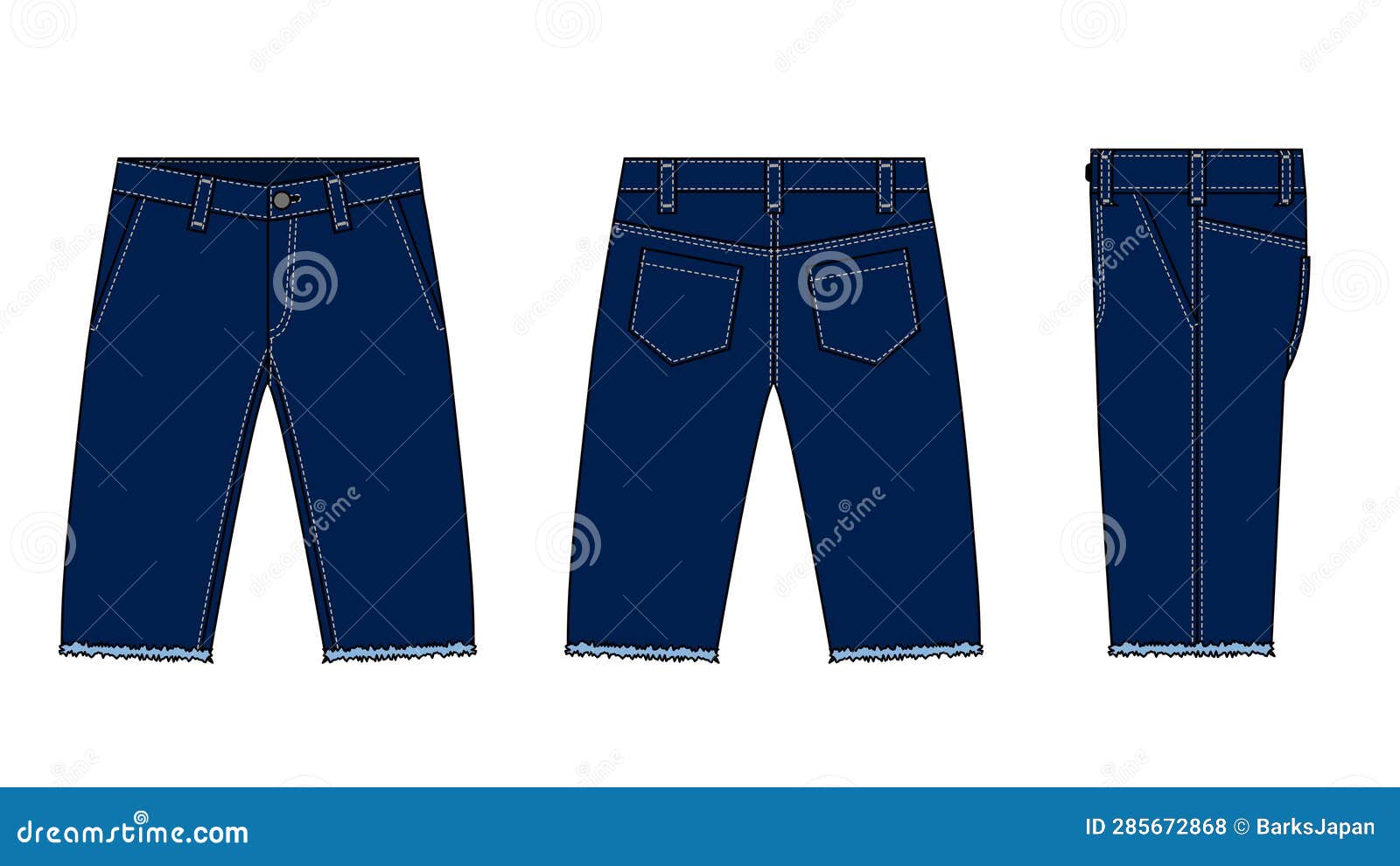 Denim Shorts ( Short Pants ) Template Illustration Stock Vector ...