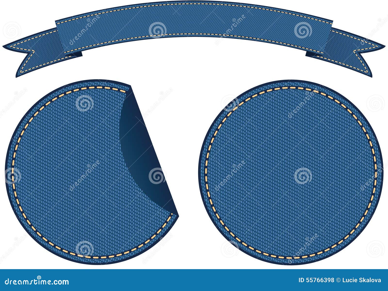 Denim stickers stock vector. Illustration of sewn, cotton - 55766398