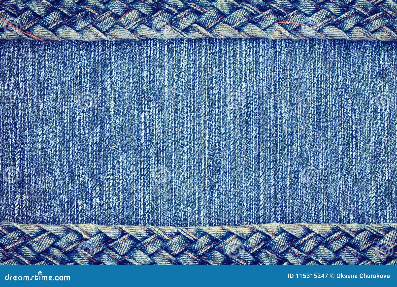 Denim Texture Background, Jeans Braided Strap Border Stock Image ...