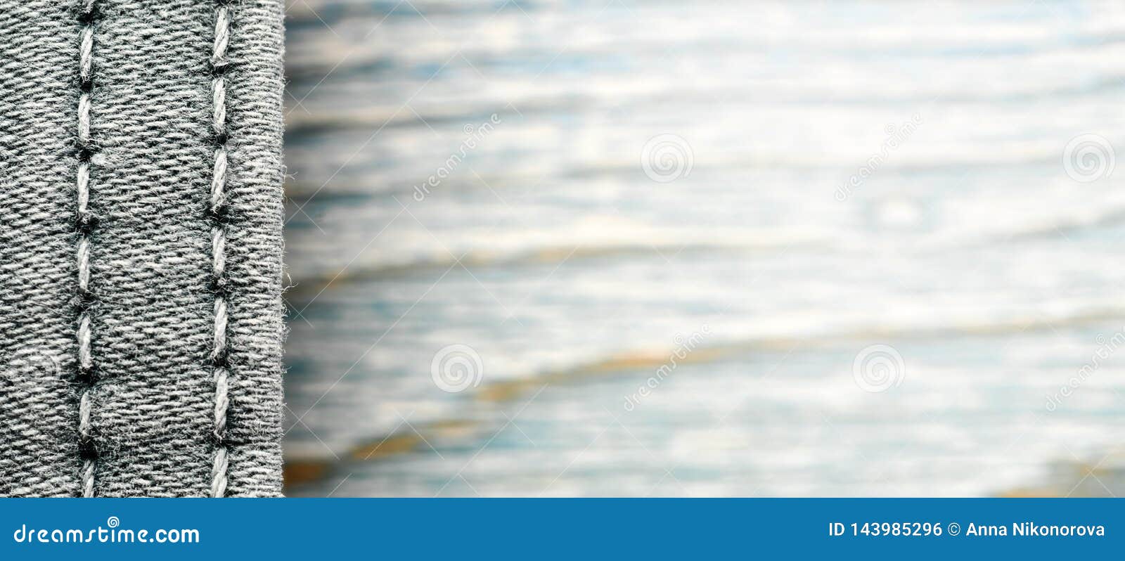 Denim Texture on Blue Wooden Background, Border Stock Photo - Image of ...