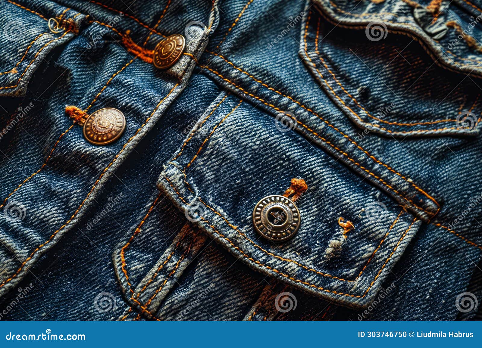 Denim Texture with Buttons and Pockets Stock Illustration ...