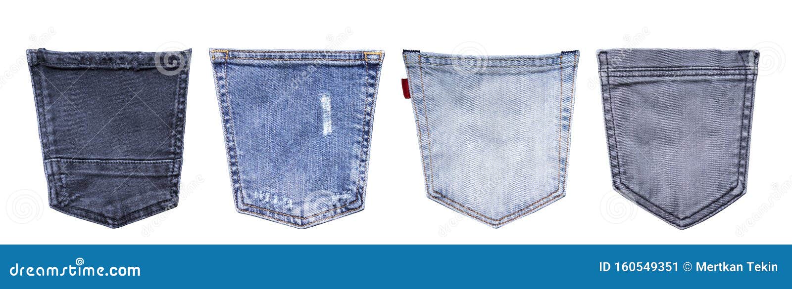 Denim Texture Jeans Pocket Set Mockup. Isolated Background Stock Image ...