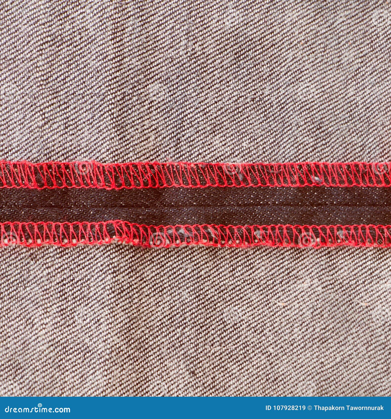 Denim Texture with Red Seam Stock Image - Image of fabric, canvas ...