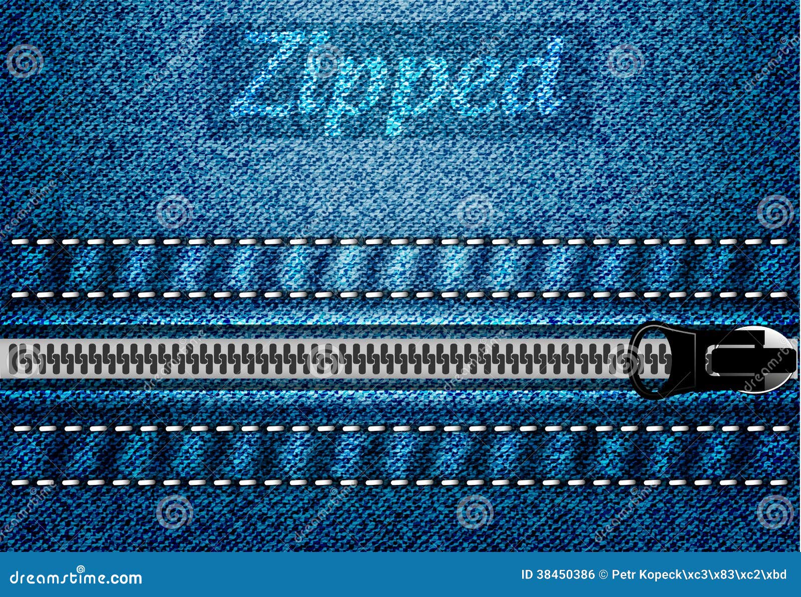 Denim with zipper stock illustration. Illustration of cotton - 38450386