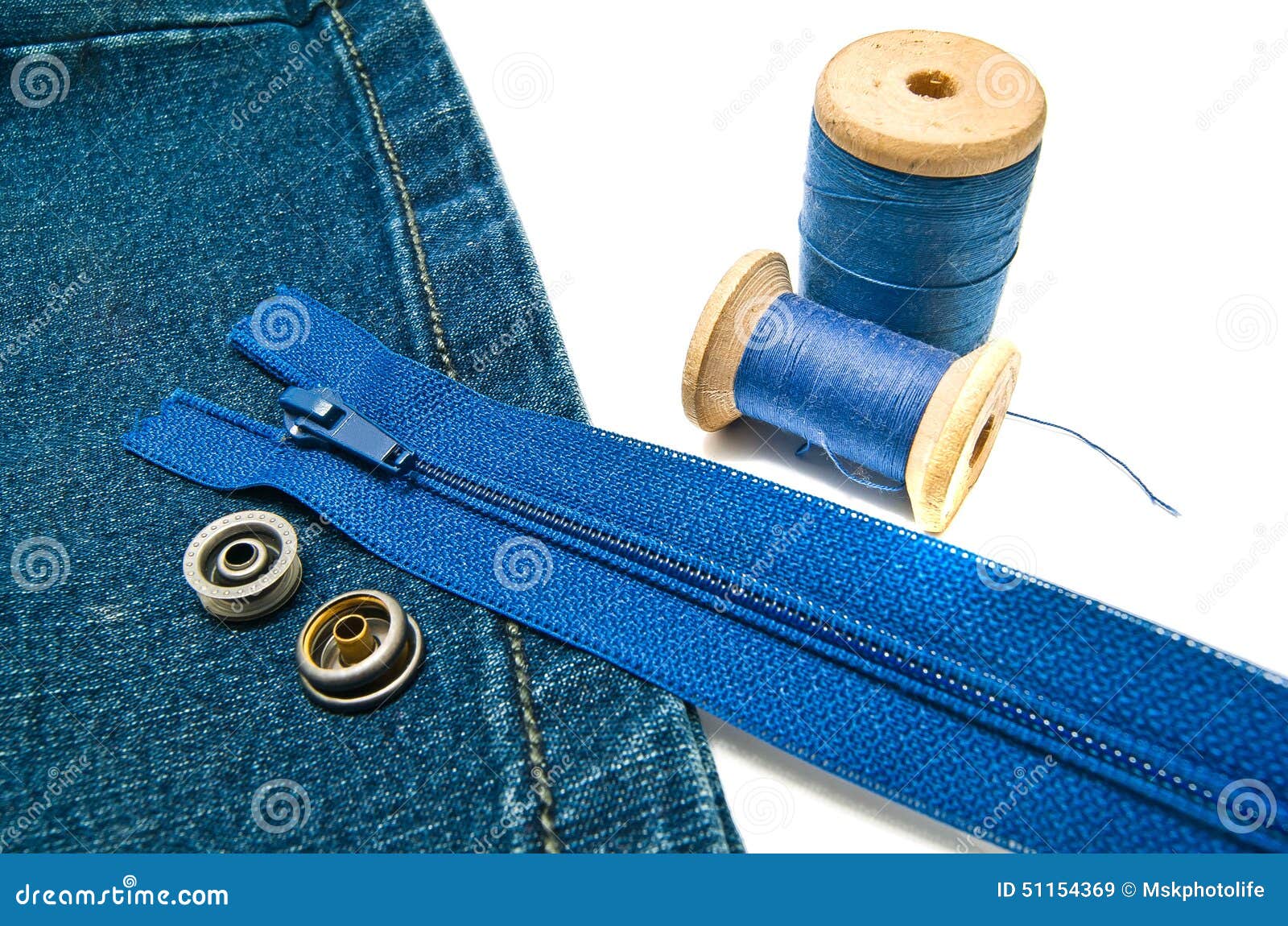 Denim with Zipper and Buttons Stock Image - Image of detail, item: 51154369