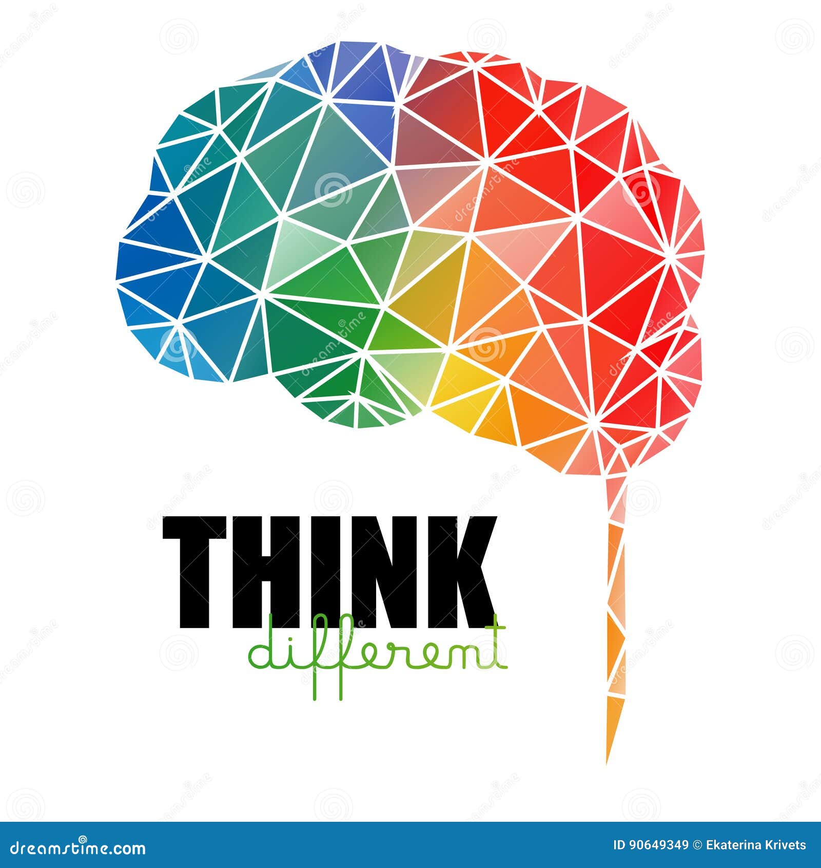 Denk Verschillend Concept Lage Poly Kleurrijke Hersenen Vector ...