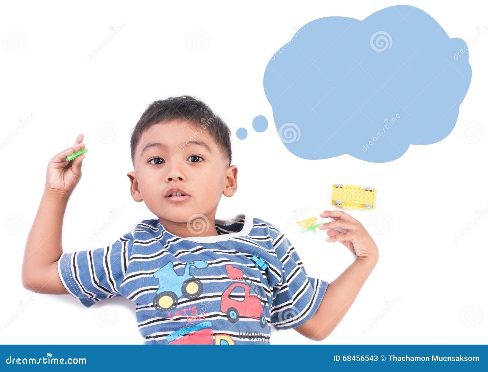 Denken des kleinen Jungen stockbild. Bild von phantasie - 68456543