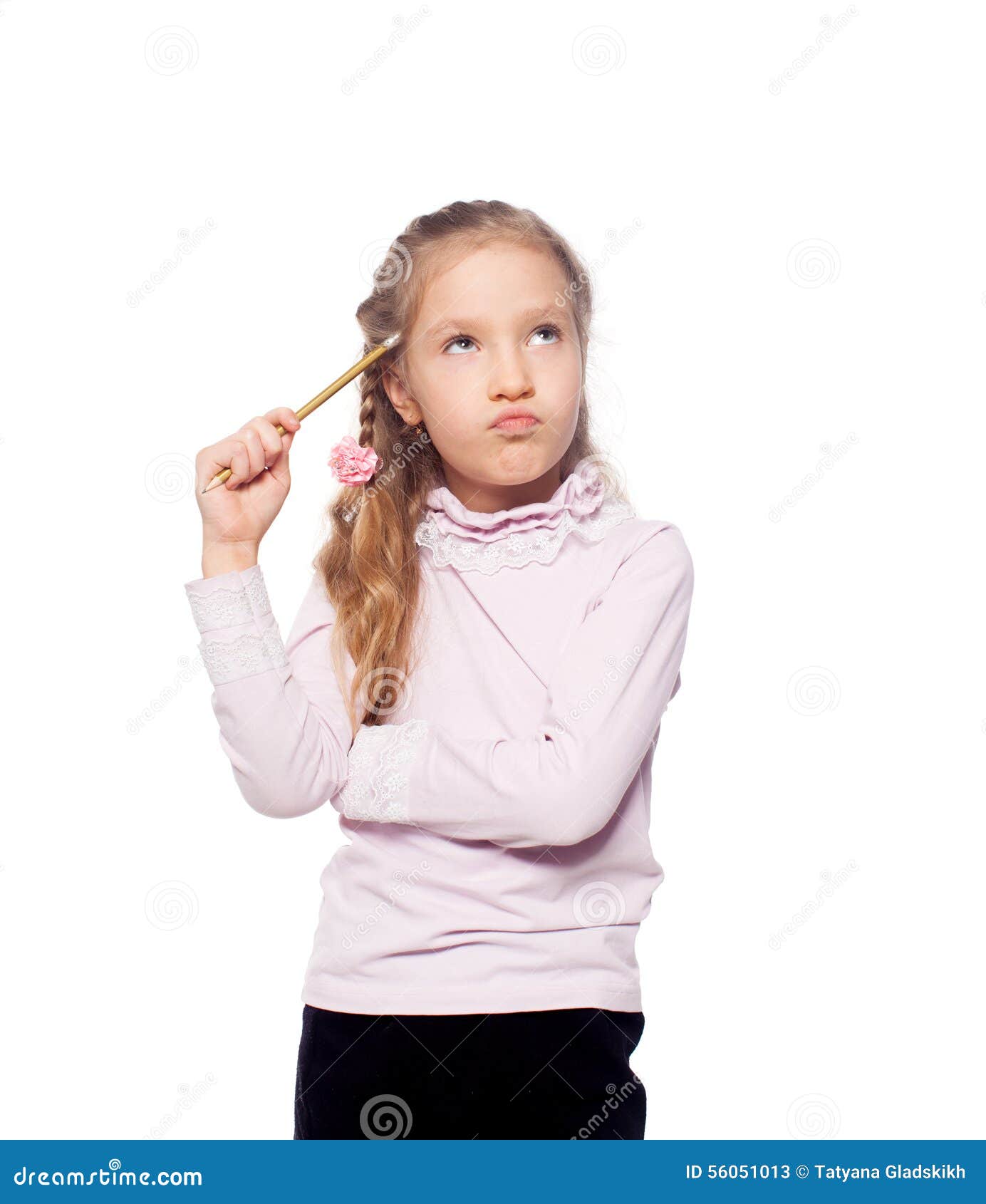 Denkend meisje stock afbeelding. Image of levensstijl - 56051013