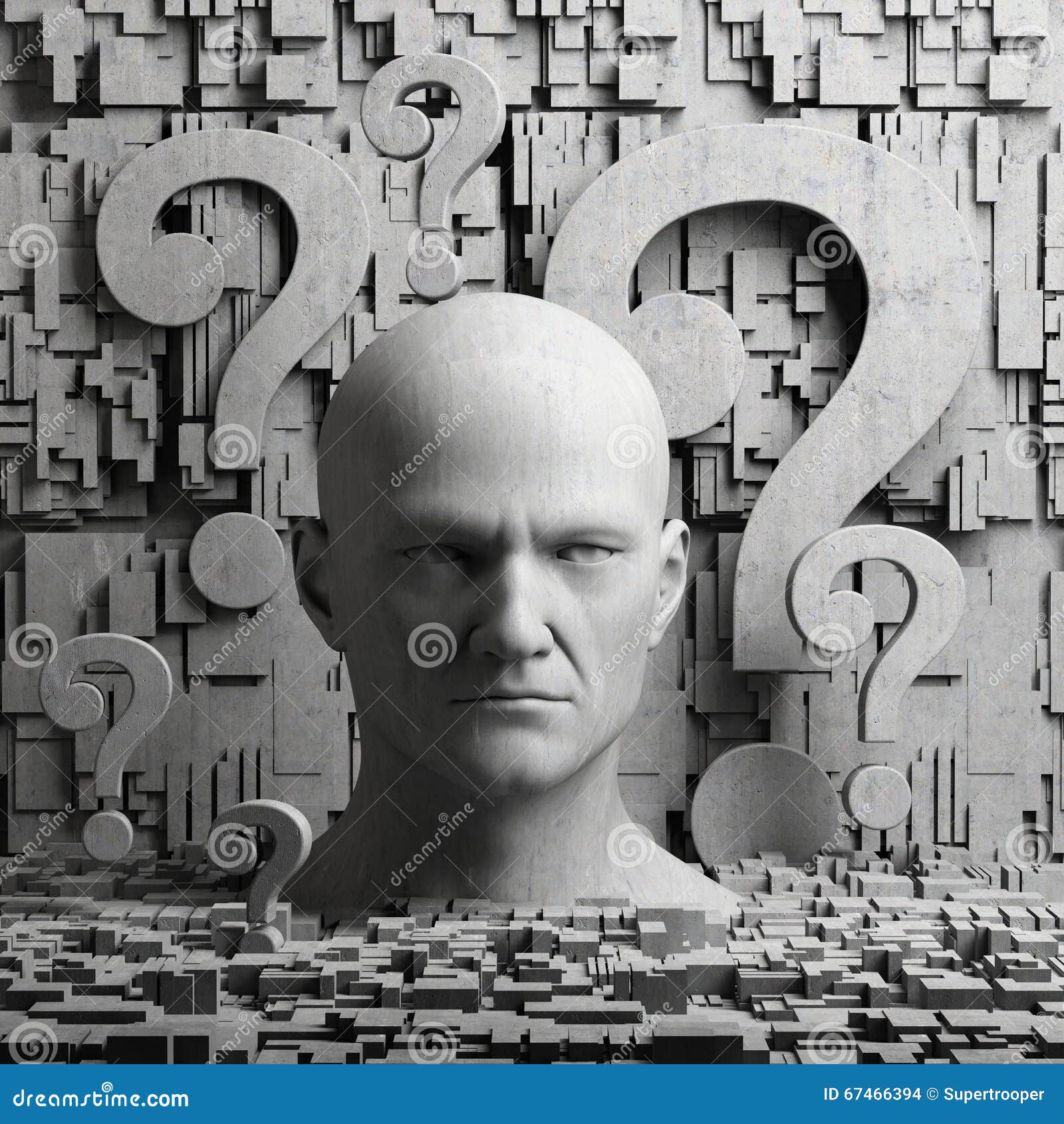 Denkende Mannstatue Und Fragezeichen Stockfoto - Bild von frage, person ...