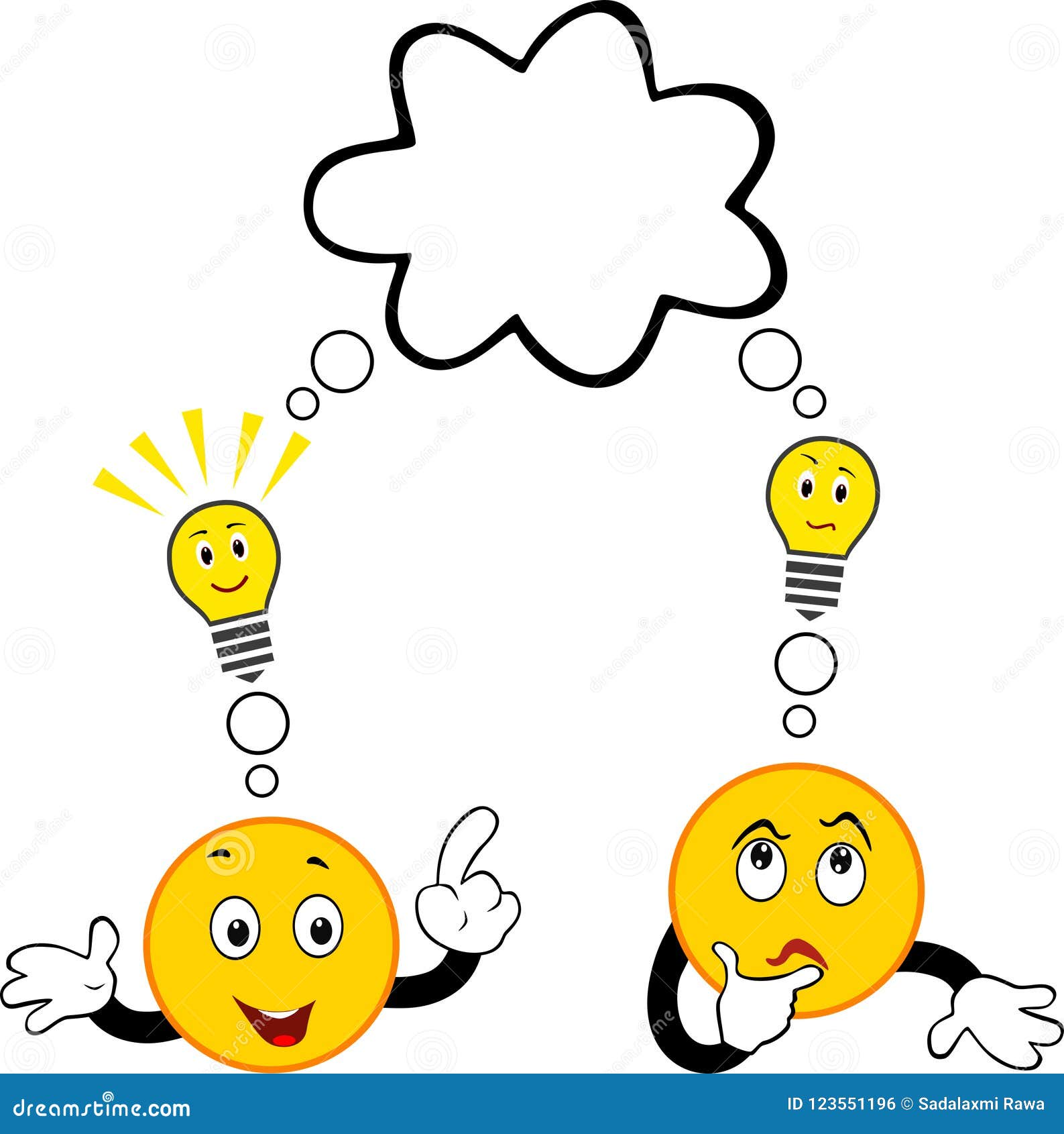 Denkender Emoticonpersonencharakter Stockfoto - Illustration von hände ...