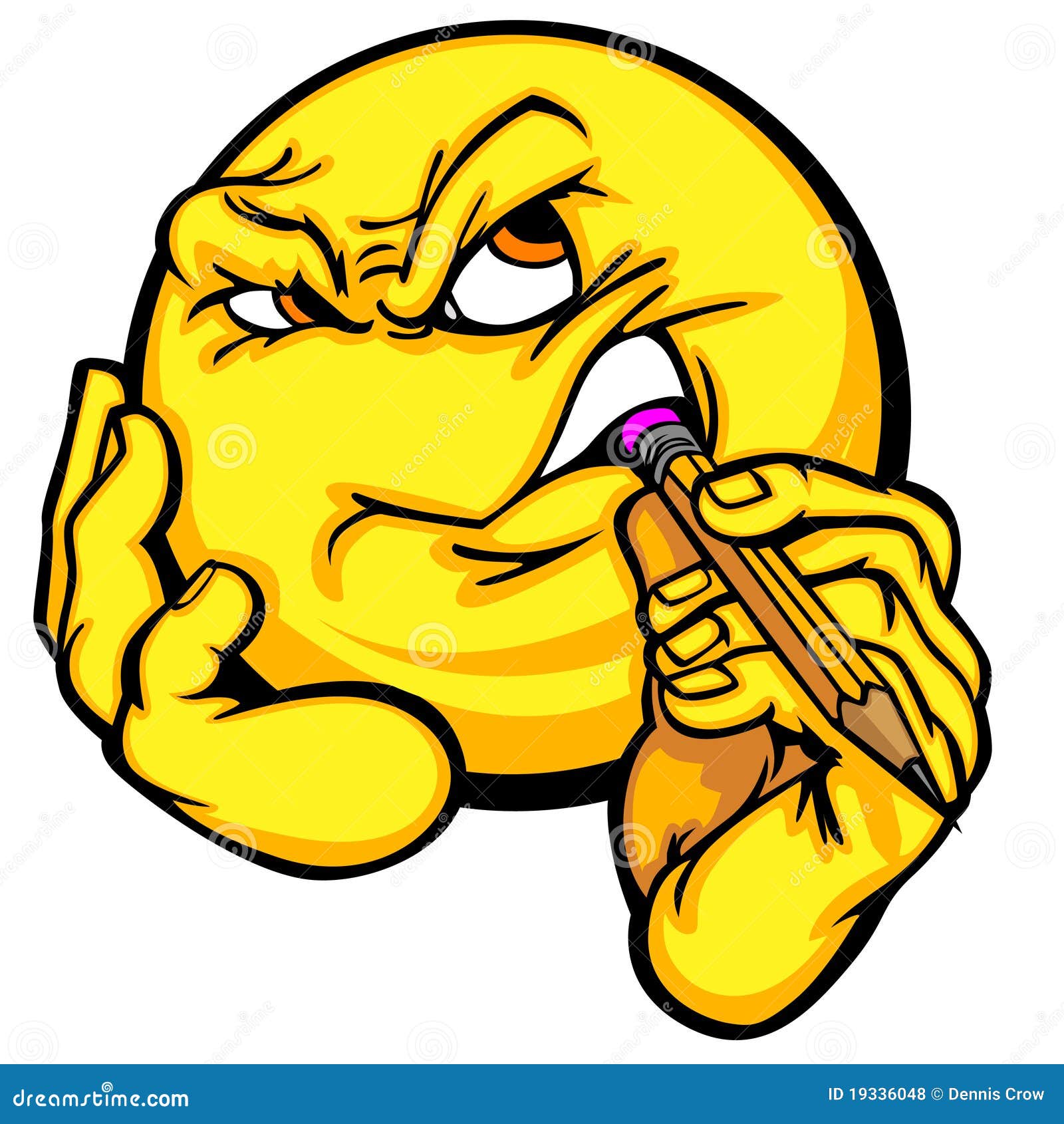 Denkender Gesicht Emoticon vektor abbildung. Illustration von kunst ...