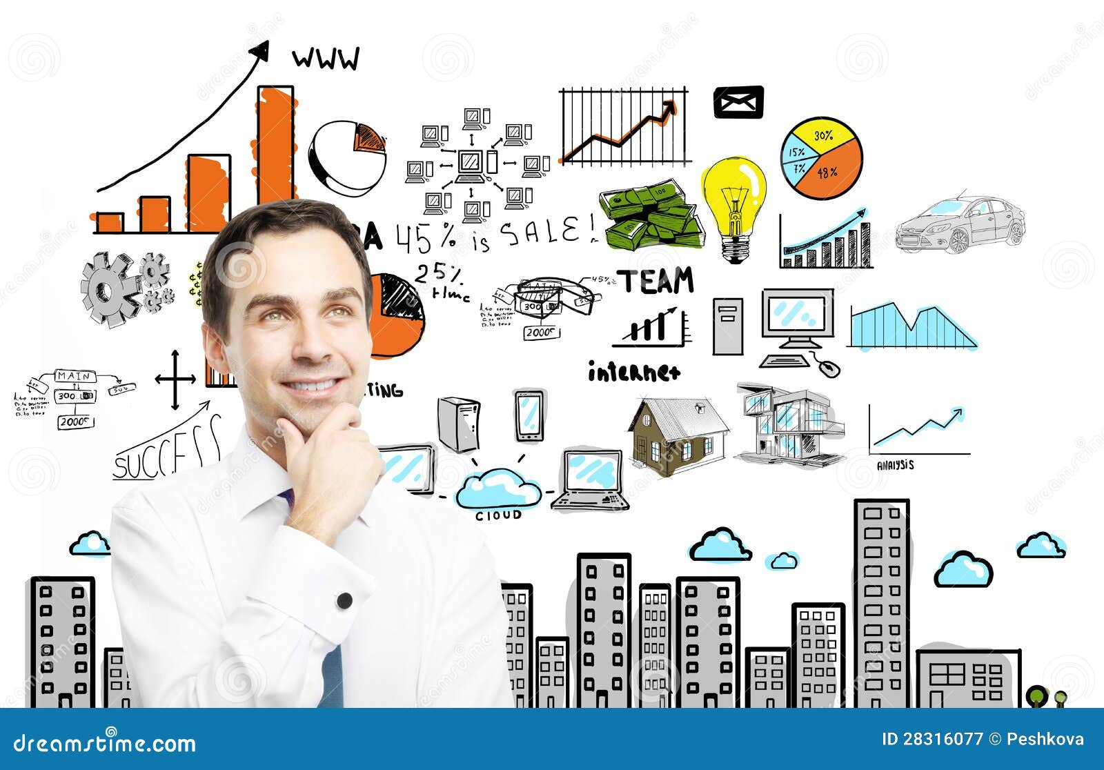 Denkender Mann stockbild. Bild von seminar, zeichnung - 28316077