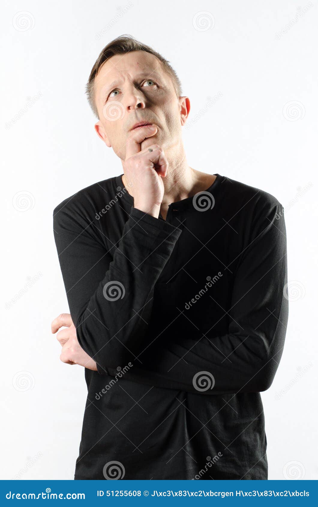 Denkender Mann stockfoto. Bild von porträt, hand, gesicht - 51255608