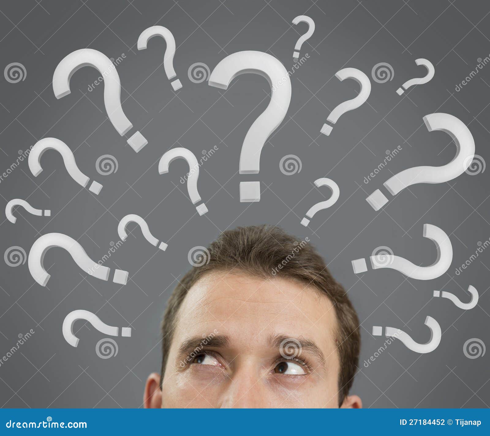 Denkendes Konzept Des Mannes Mit Fragezeichen Stockfoto - Bild von ...