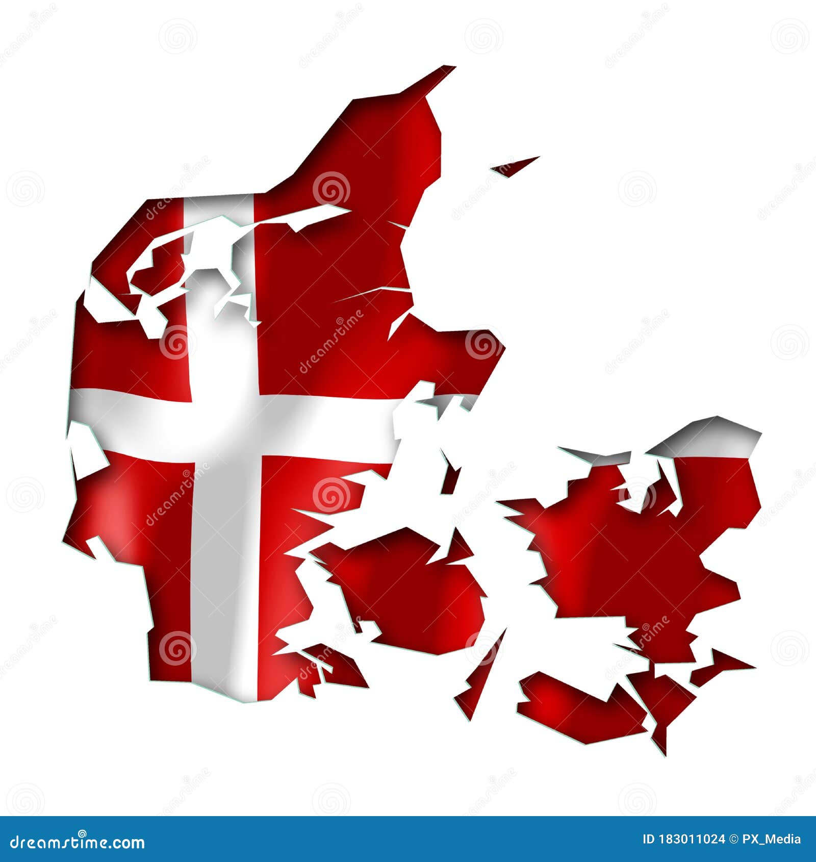 Denmark - Country Flag and Border Shape Stock Illustration ...