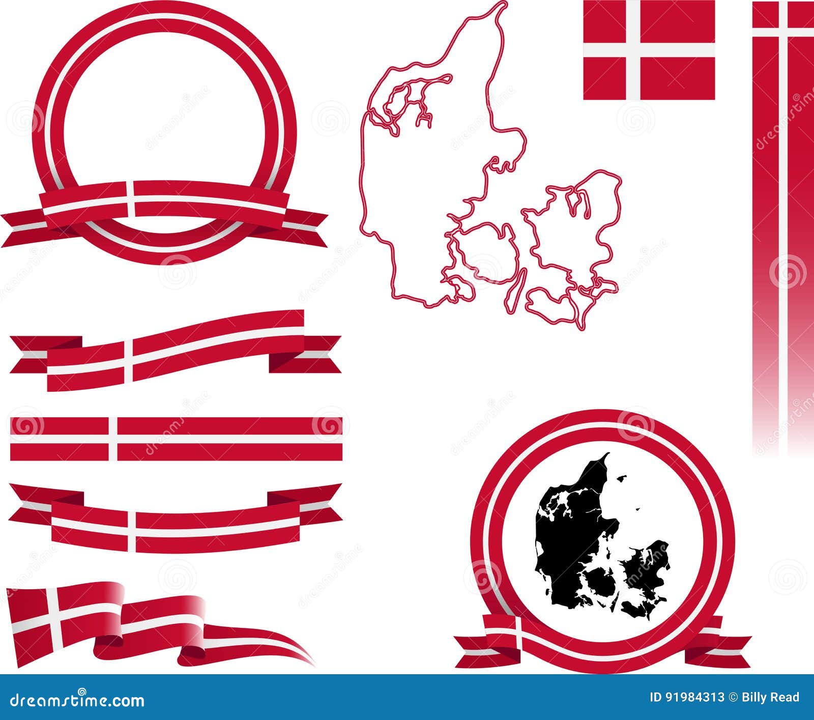 Denmark Banner Set. stock vector. Illustration of design - 91984313