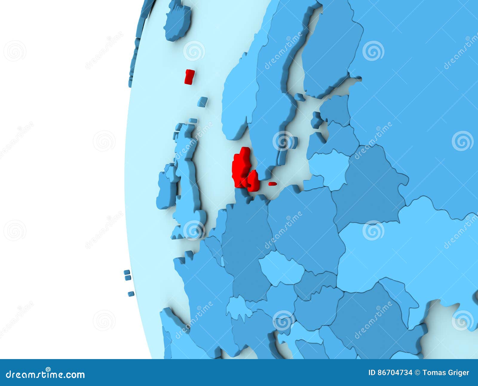 Denmark on blue globe stock illustration. Illustration of dane - 86704734