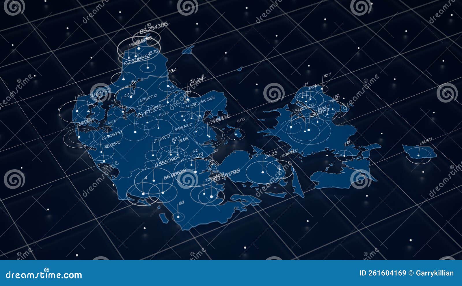 Denmark Blue Map Big Data Visualization. Futuristic Map Infographic ...