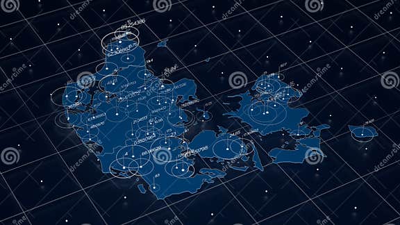 Denmark Blue Map Big Data Visualization. Futuristic Map Infographic ...