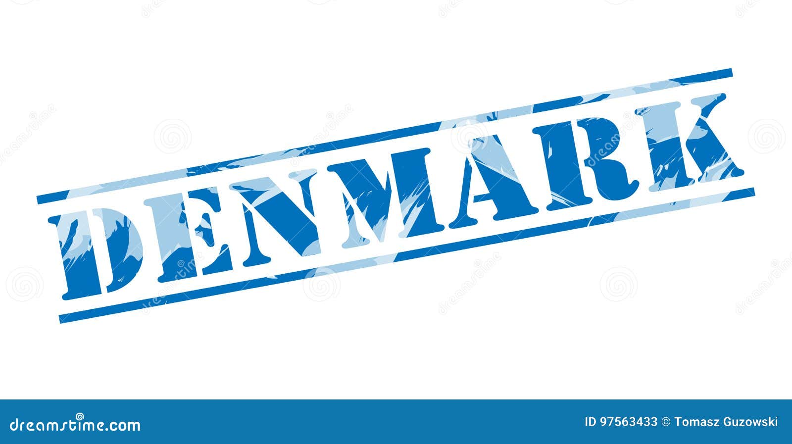 Denmark Blue Map On Transparent Background Cartoon Vector ...