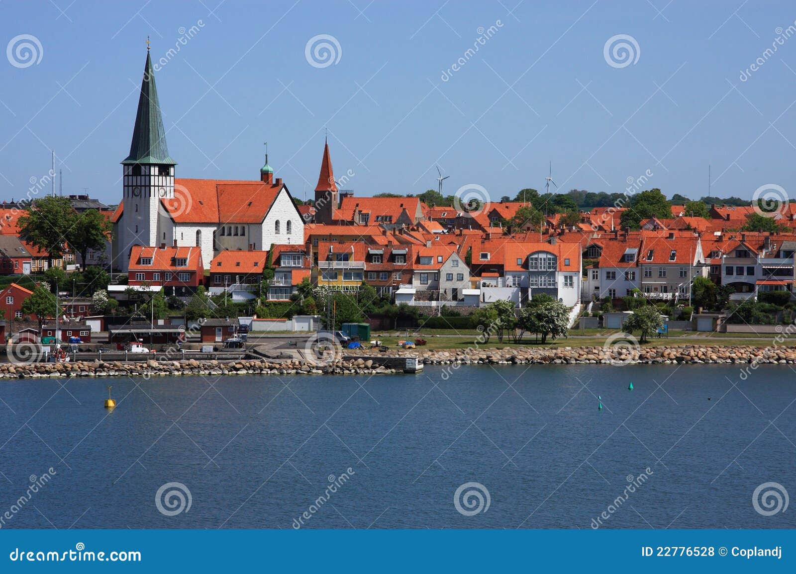 Denmark Bornholm Island Port of Ronne Stock Photo - Image of church ...