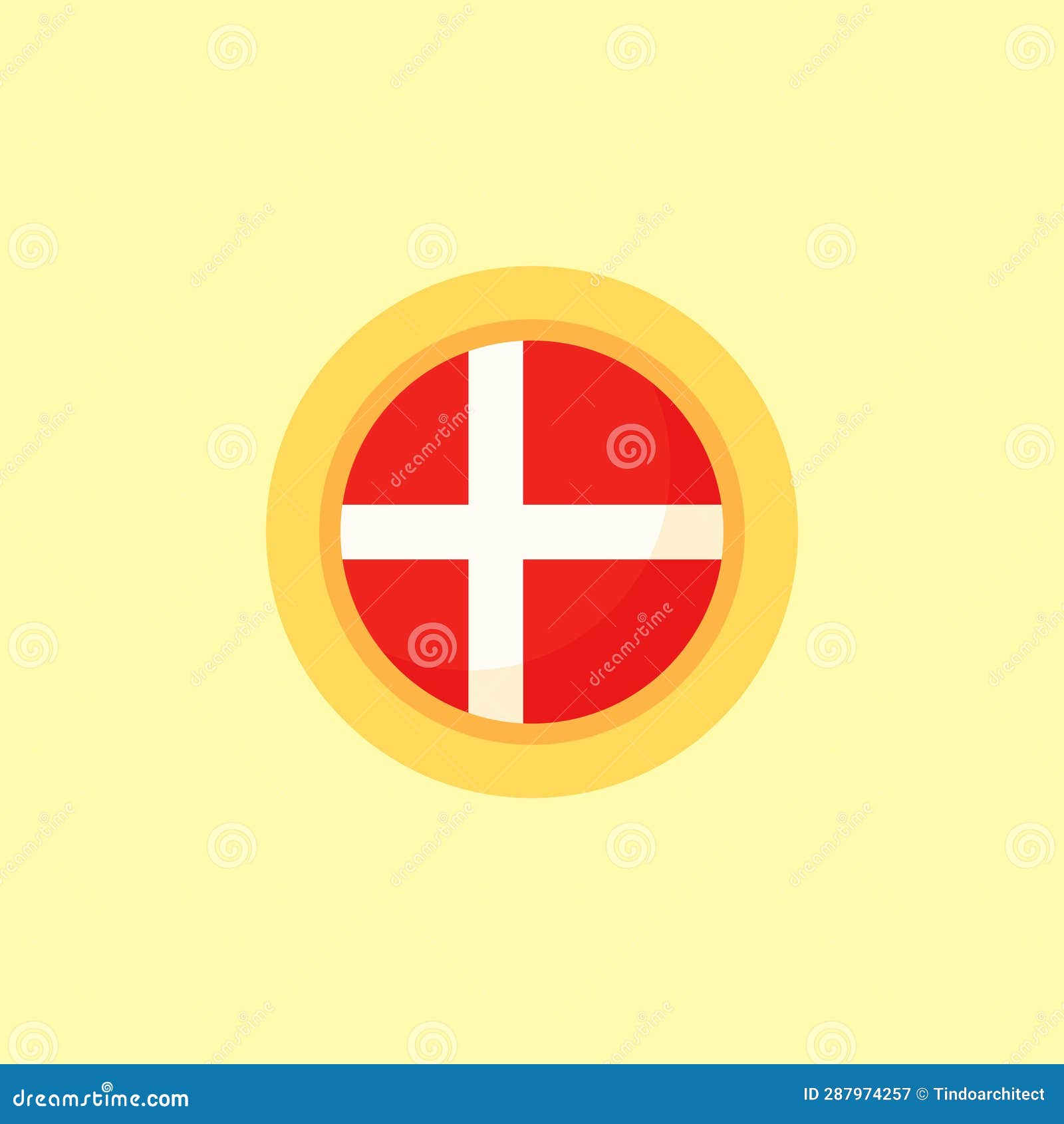 Denmark - Circular Flag stock vector. Illustration of isolated - 287974257