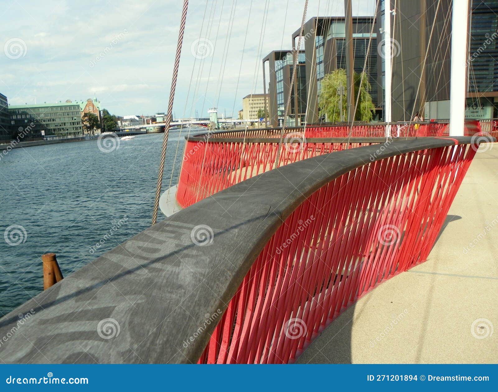 Denmark, Copenhagen, Circle Bridge, Fences and Masts of the Bridge ...