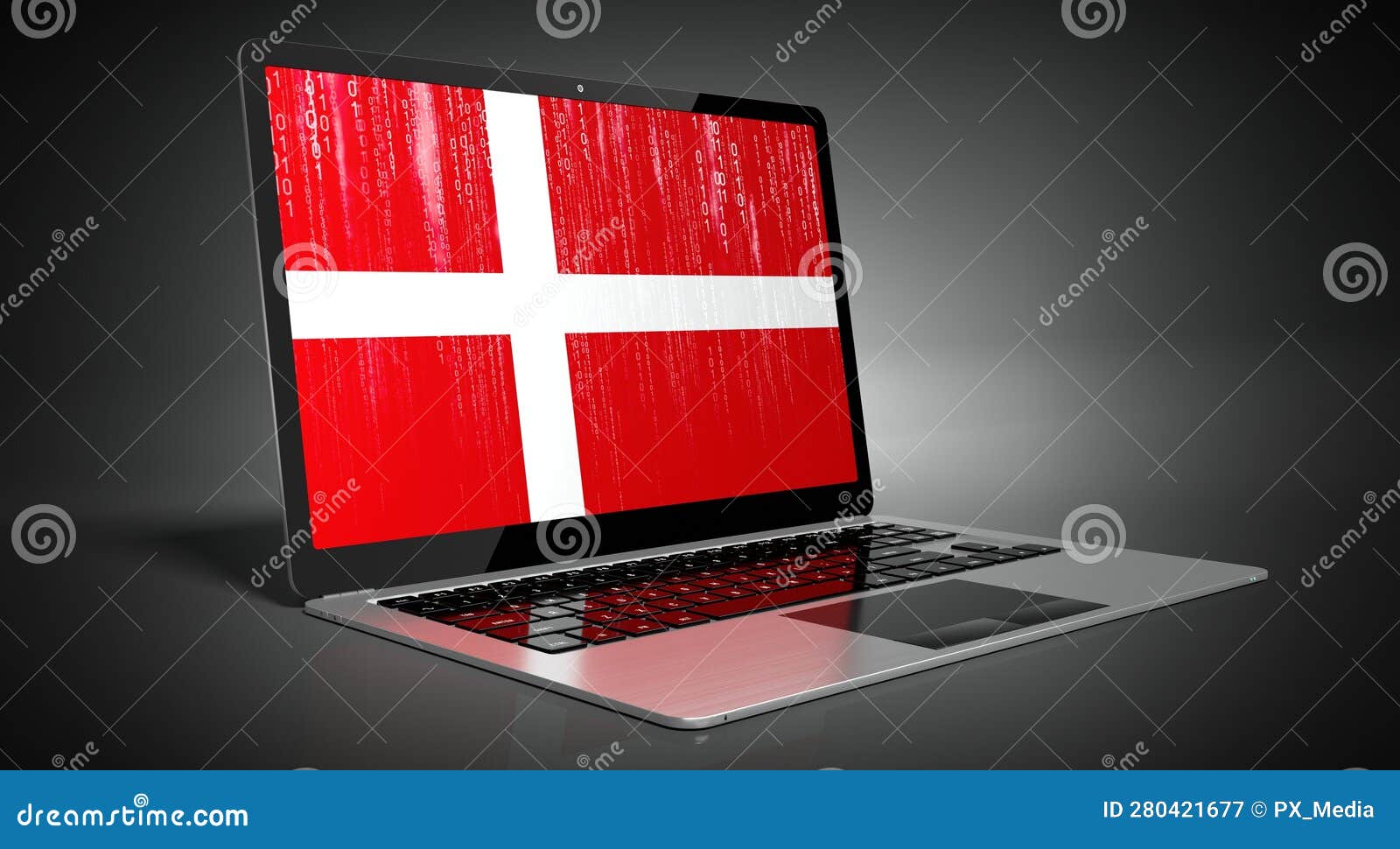 Denmark - Country Flag and Binary Code on Laptop Screen Stock ...