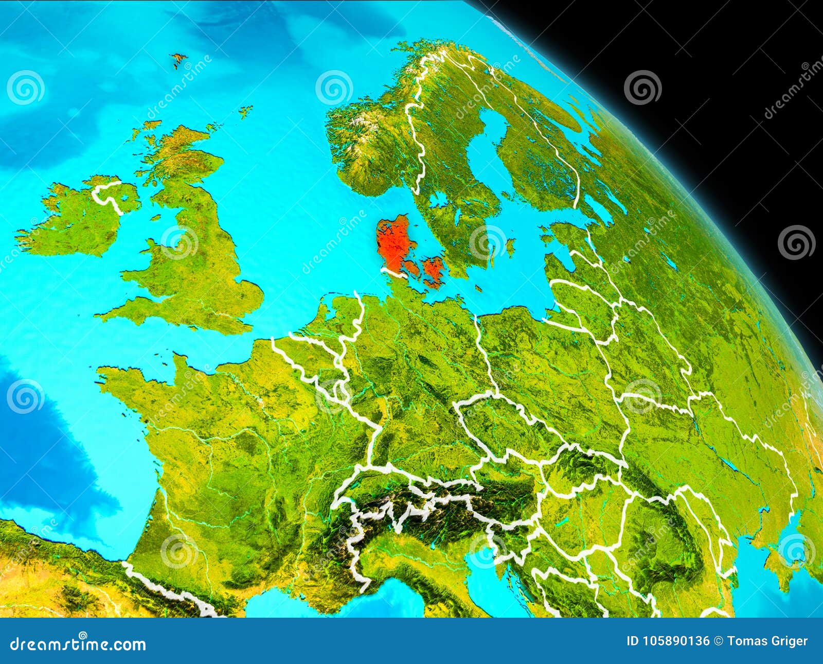 Denmark on Earth stock illustration. Illustration of european - 105890136