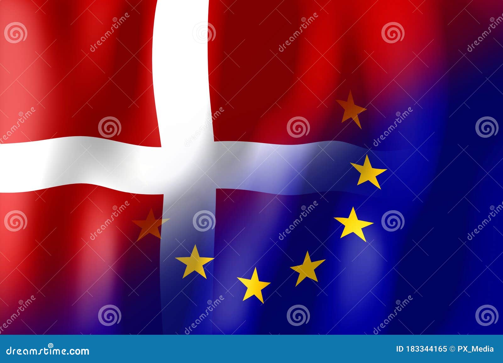 Denmark and European Union Flags Stock Illustration - Illustration of ...