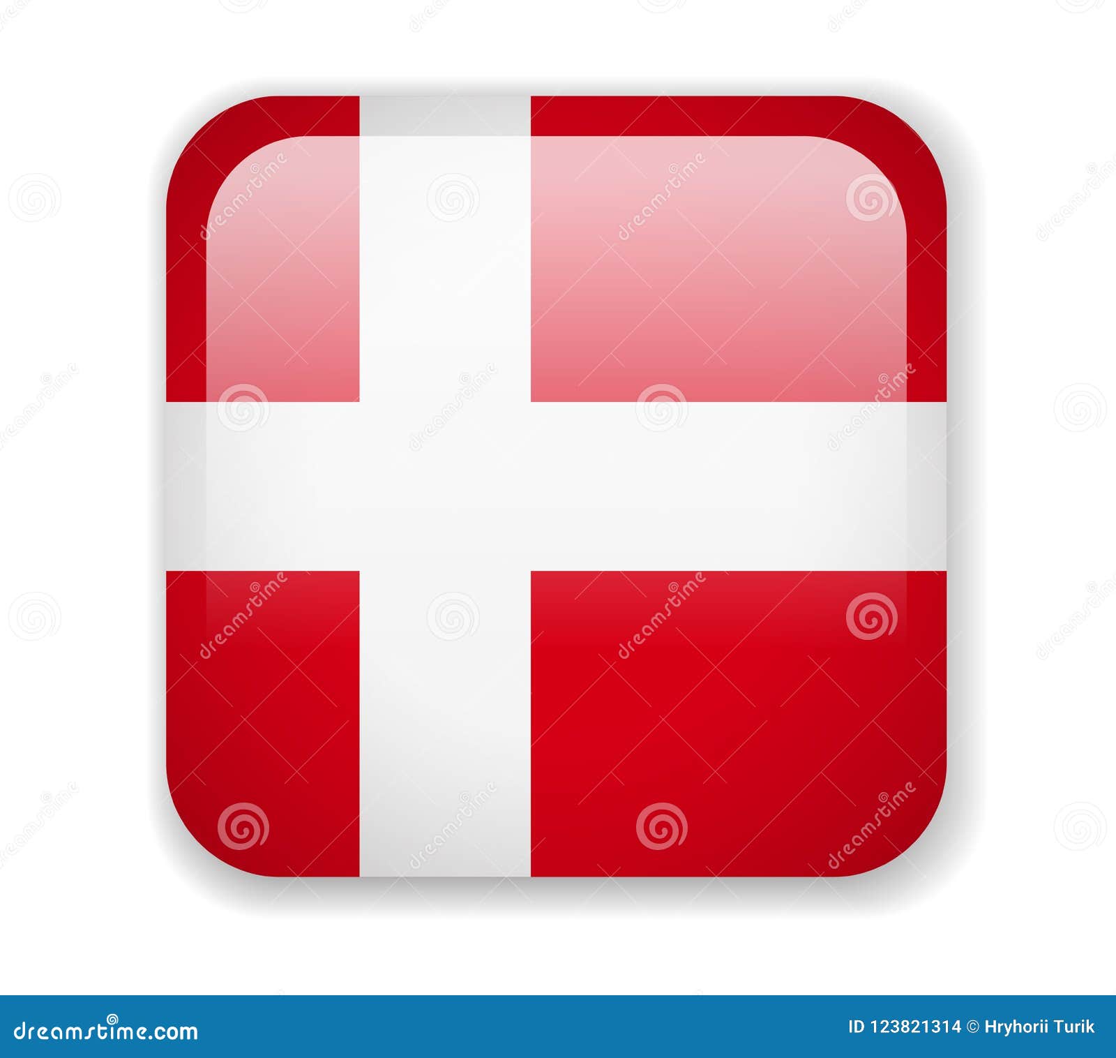 Denmark Flag. Bright Square Icon on a White Background Stock ...