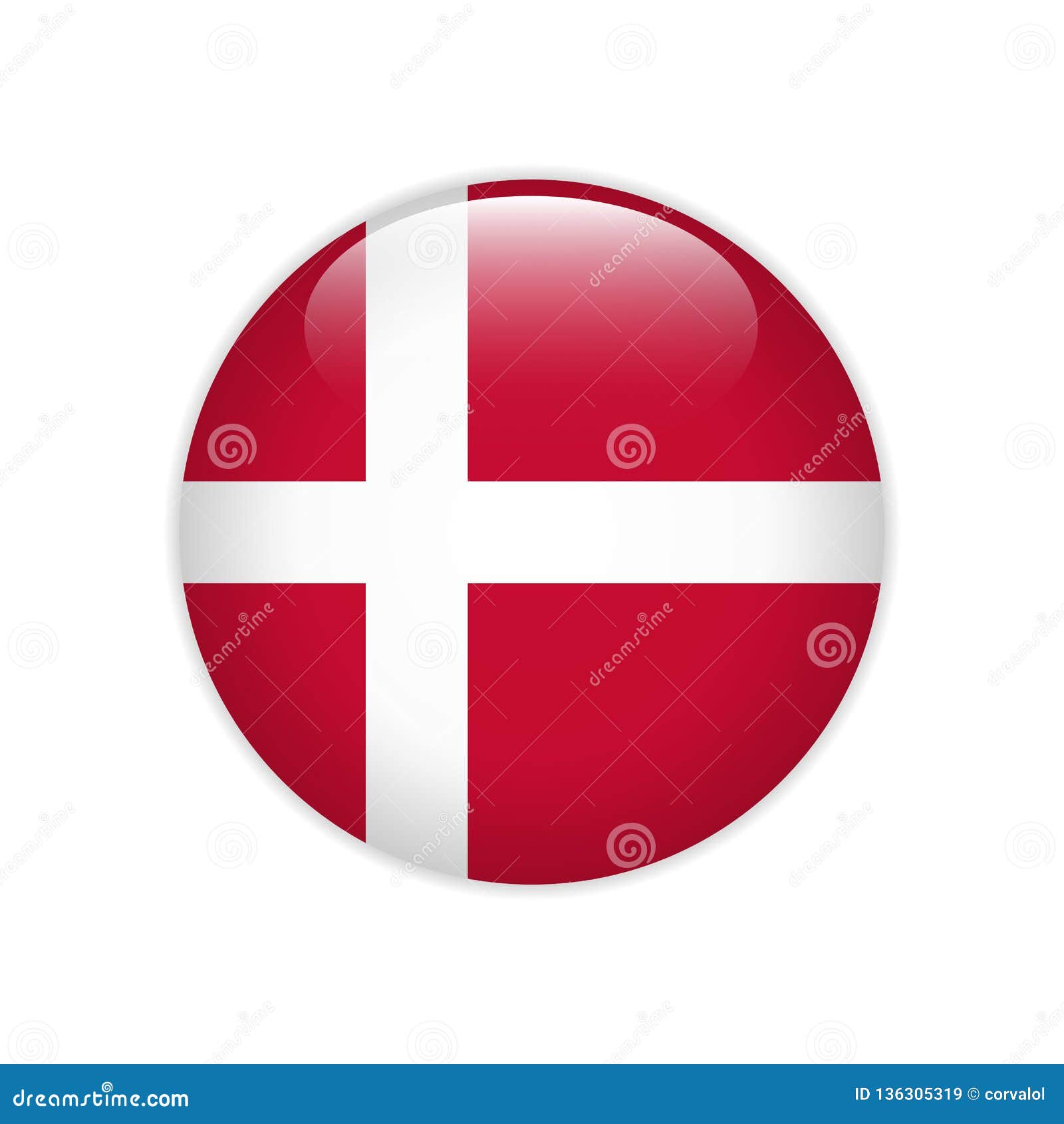Denmark flag on button stock vector. Illustration of nation - 136305319