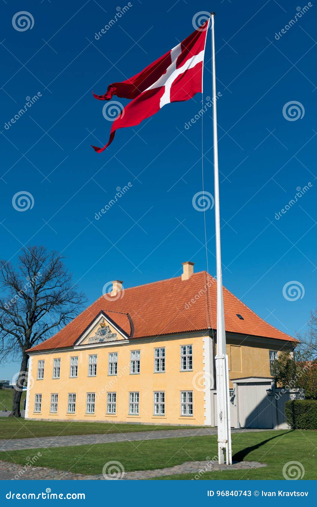 Denmark flag, Copenhagen stock image. Image of wind, fortress - 96840743