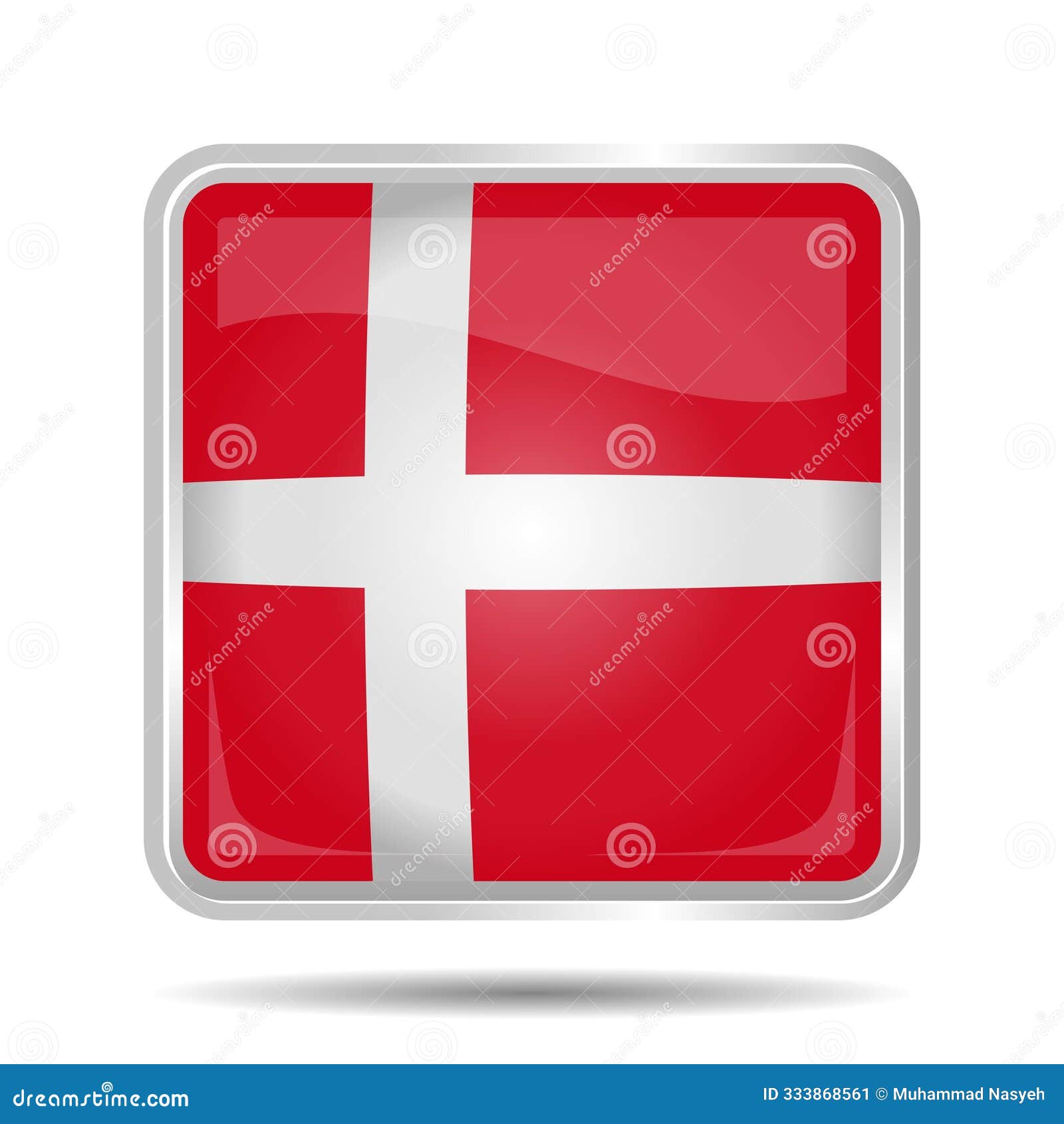 Denmark Flag 3D Glossy Vector Illustration, Rectangular or Square Shape ...