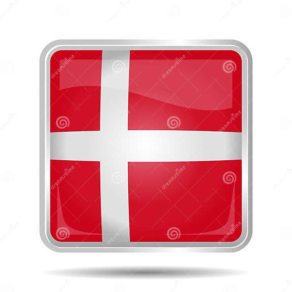 Denmark Flag 3D Glossy Vector Illustration, Rectangular or Square Shape ...