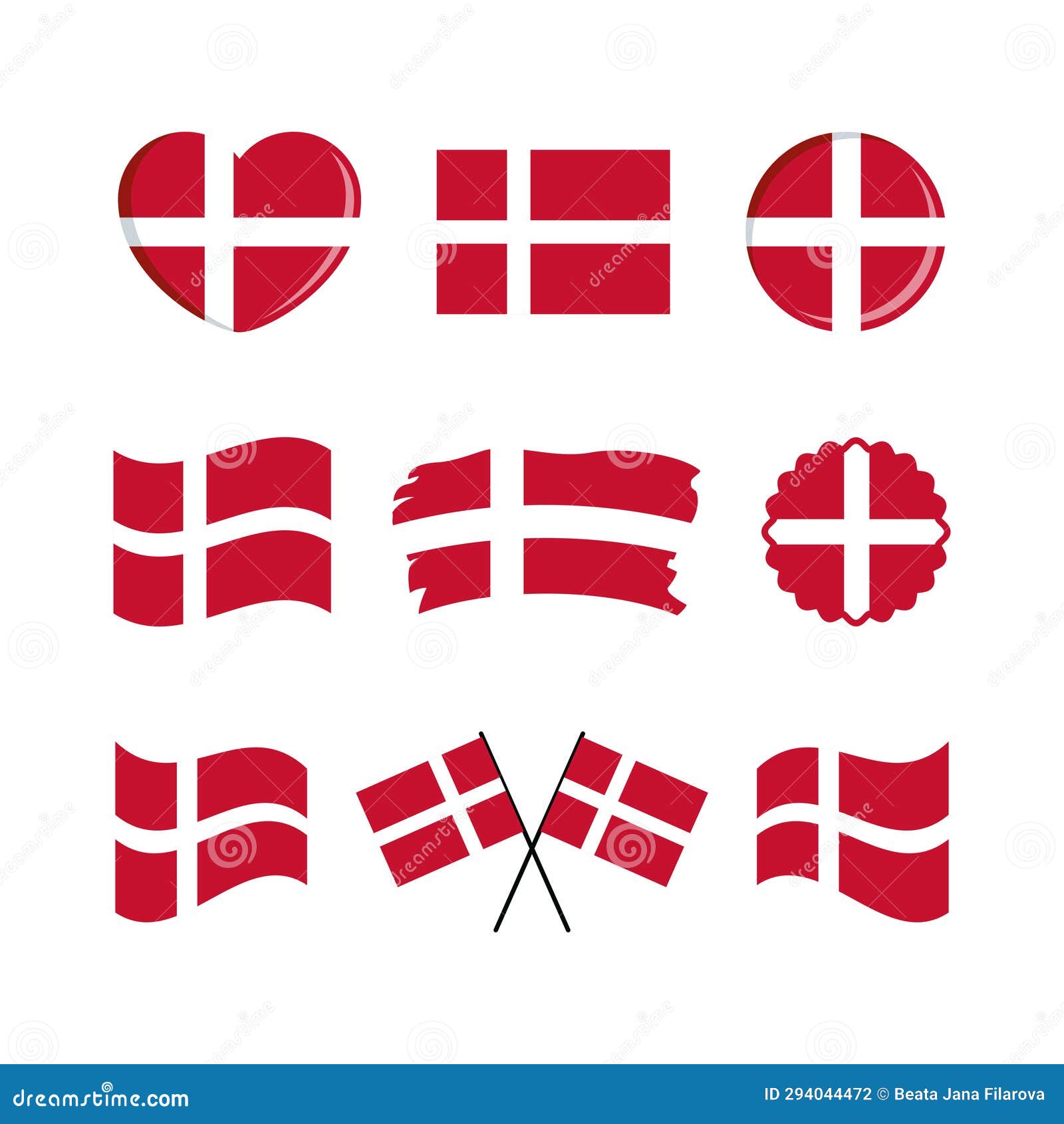 Denmark Flag Icon Set Vector Isolated on a White Background Stock ...