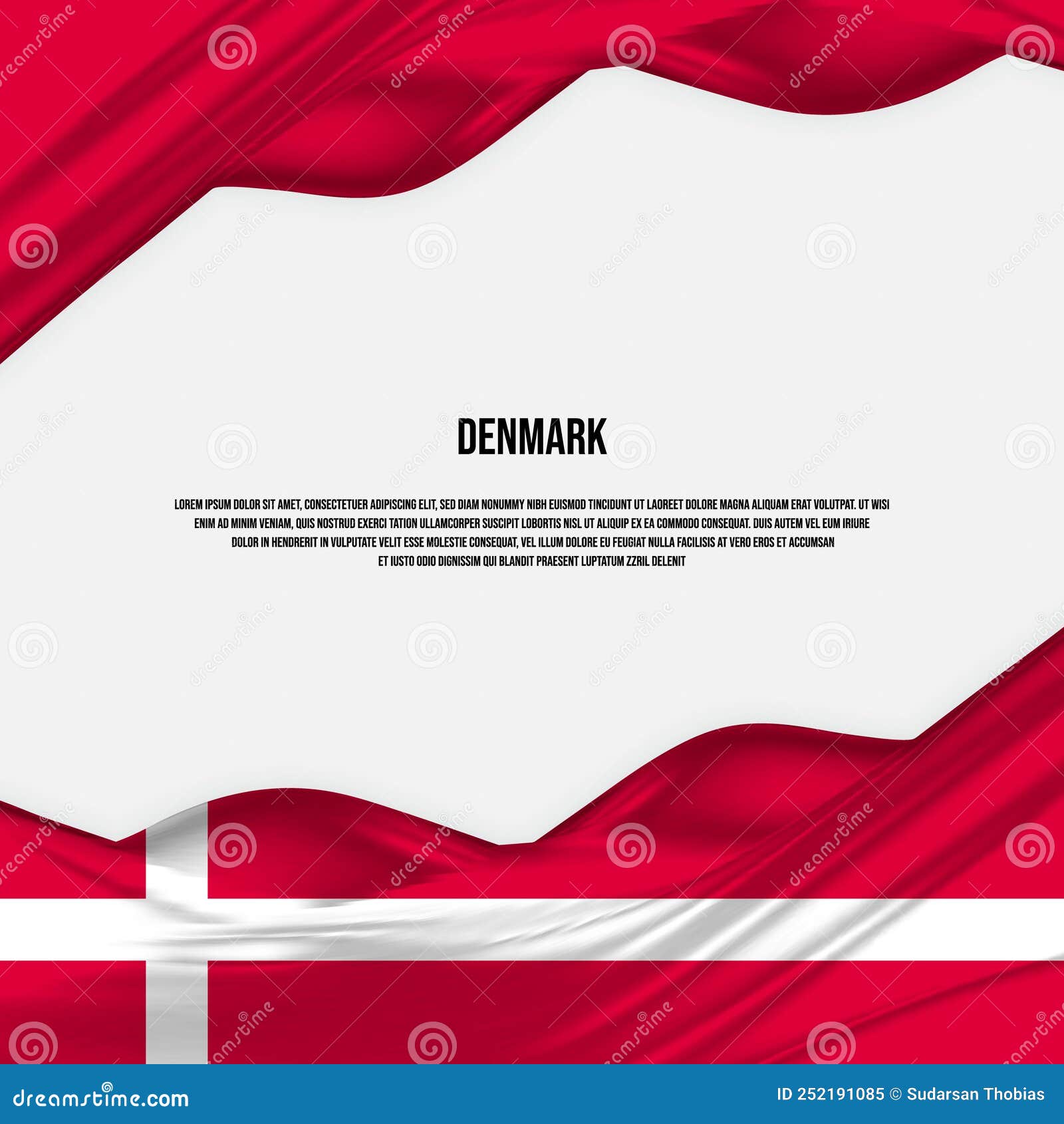 Denmark Flag Design. Waving Denmark Flag Made of Satin or Silk Fabric ...