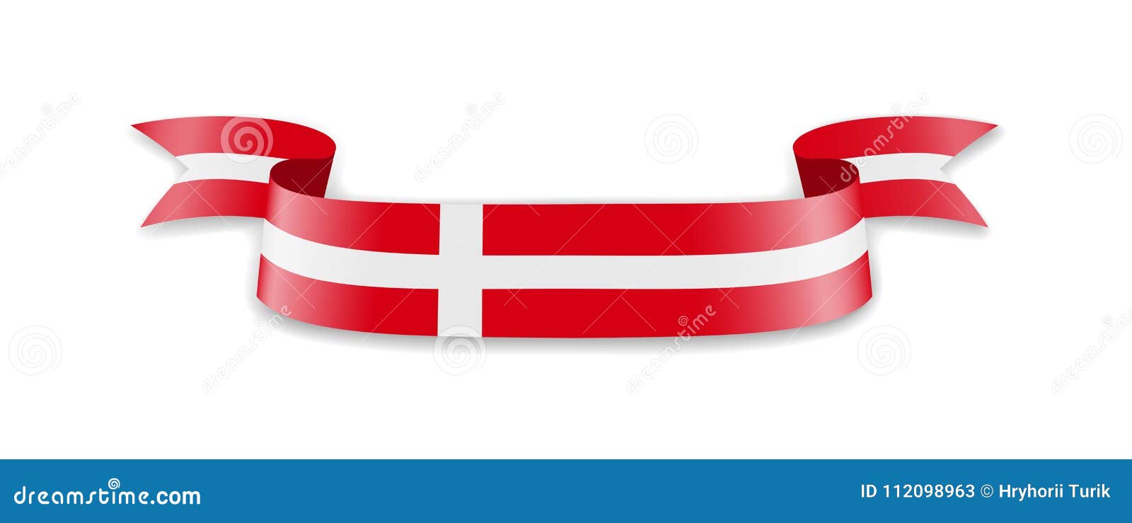 Denmark Flag in the Form of Wave Ribbon. Stock Vector - Illustration of ...