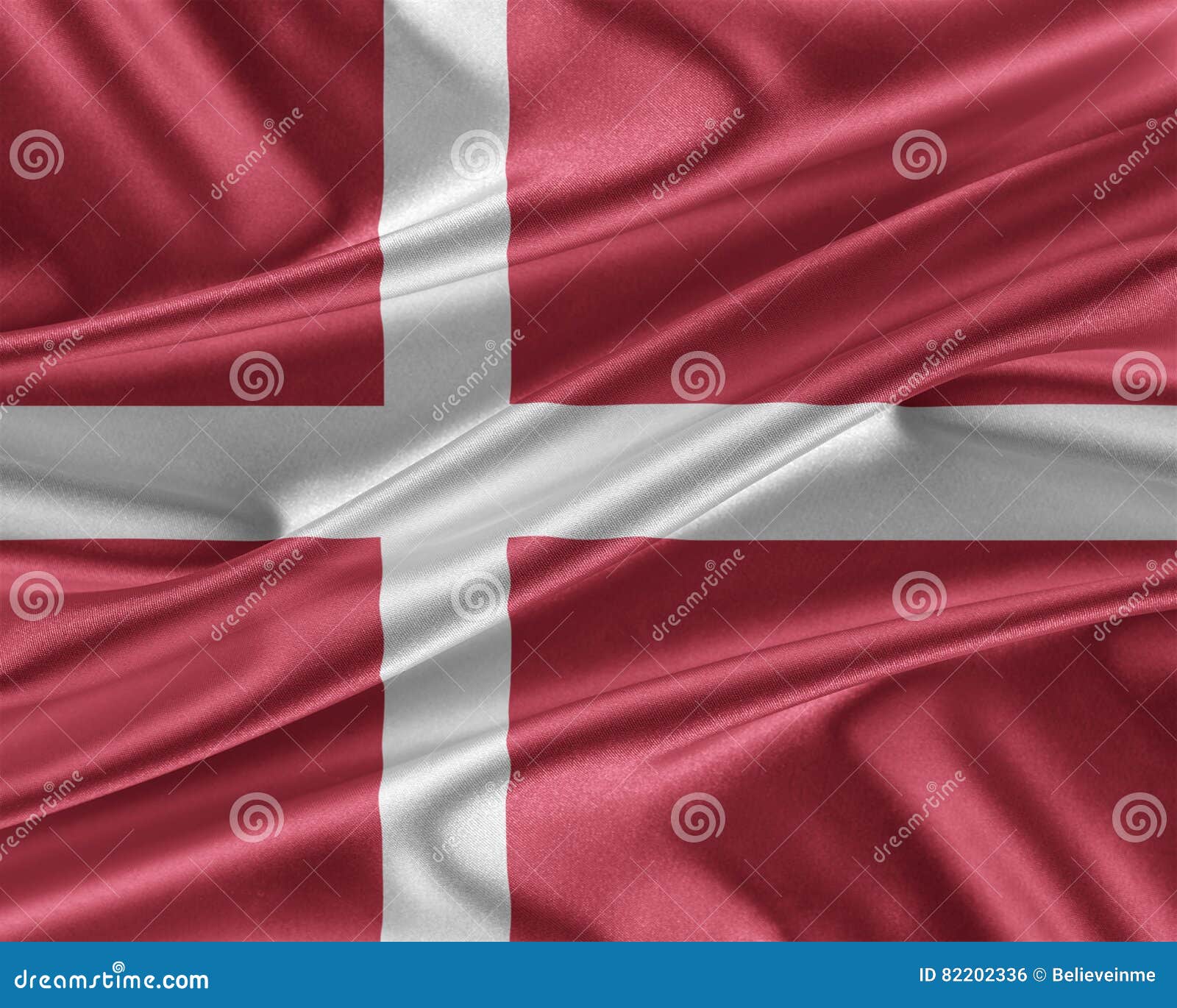 Denmark Flag with a Glossy Silk Texture. Stock Illustration ...
