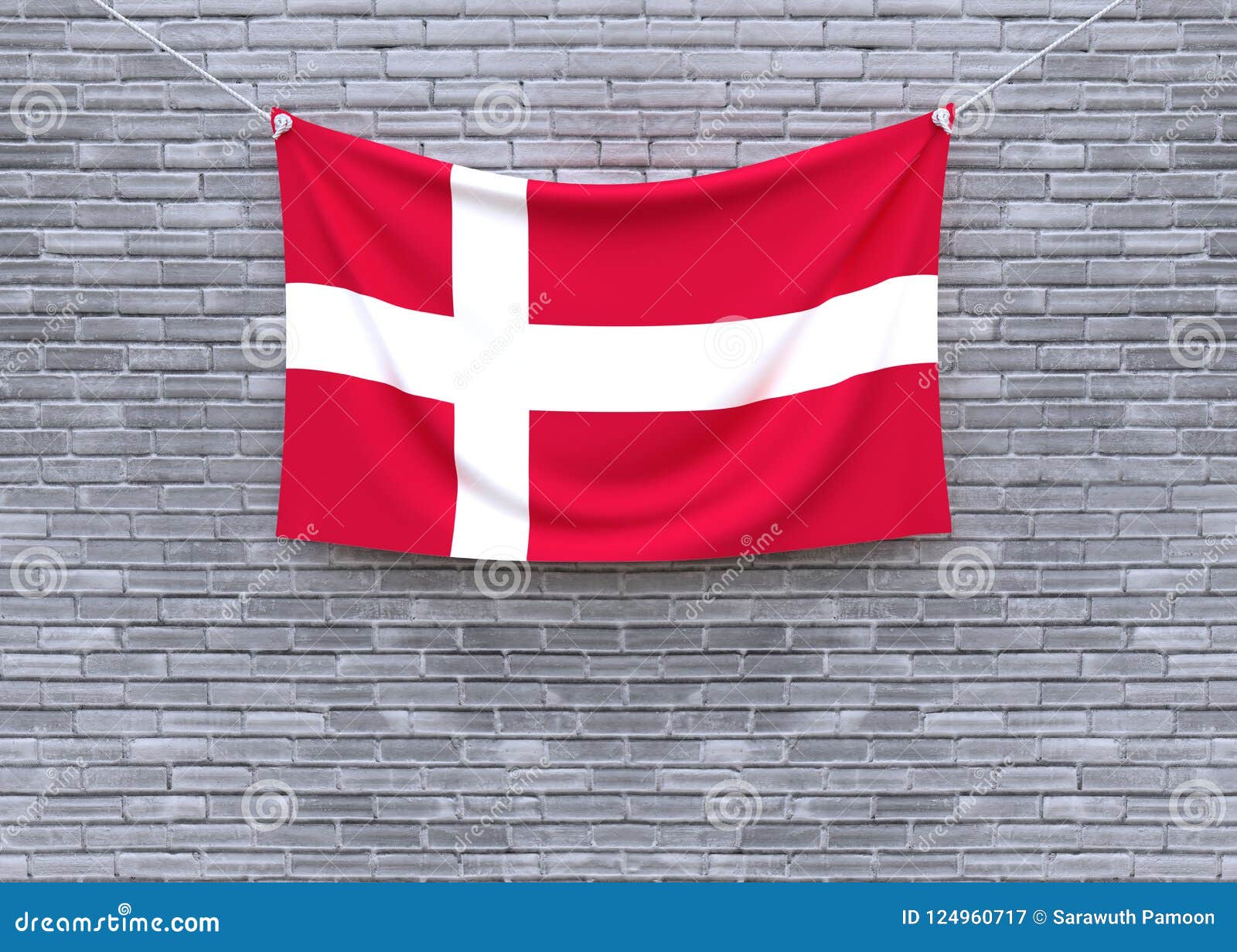 Hanging Denmark Flag In Form Of Map. Kingdom Of Denmark. National Flag ...