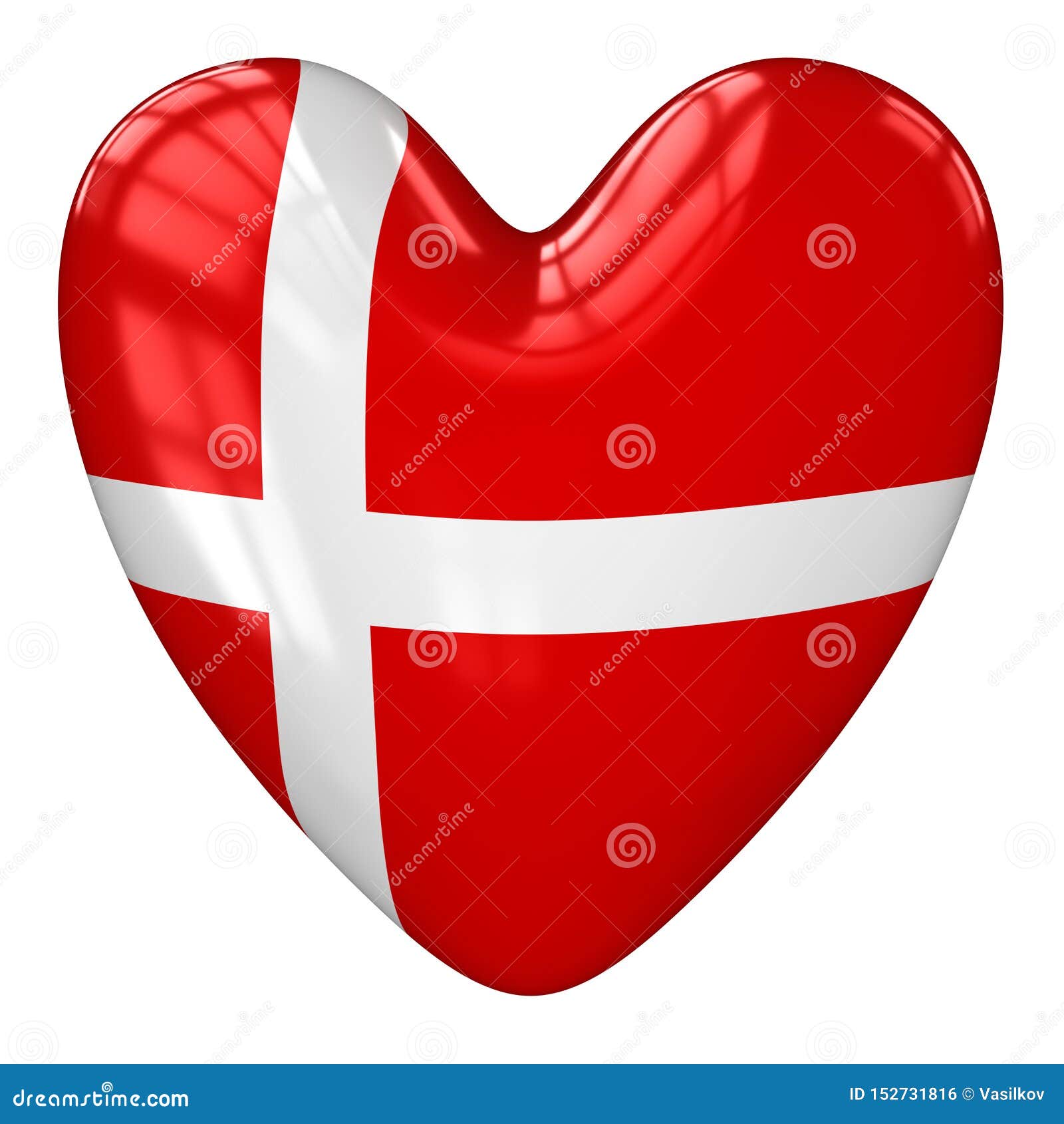 Denmark Flag Heart. 3d Rendering Stock Illustration - Illustration of ...