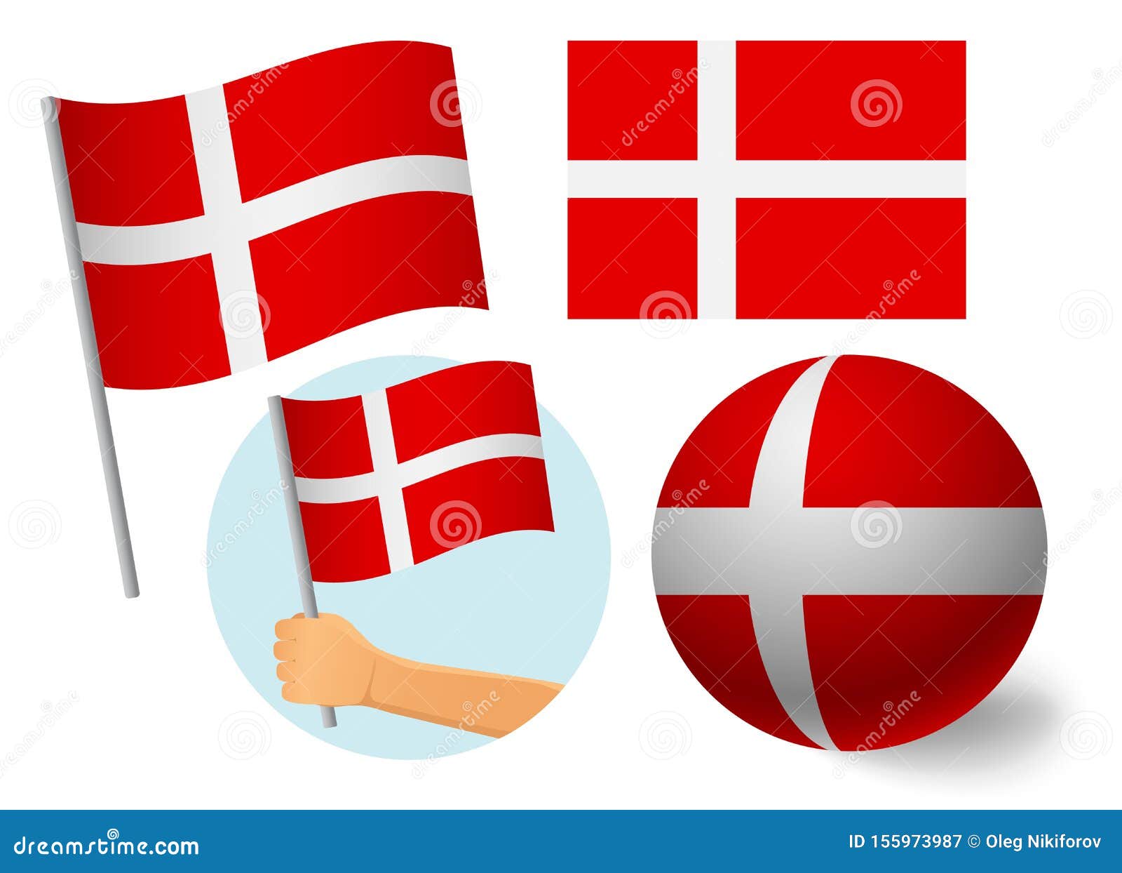 Denmark flag icon set stock illustration. Illustration of waving ...