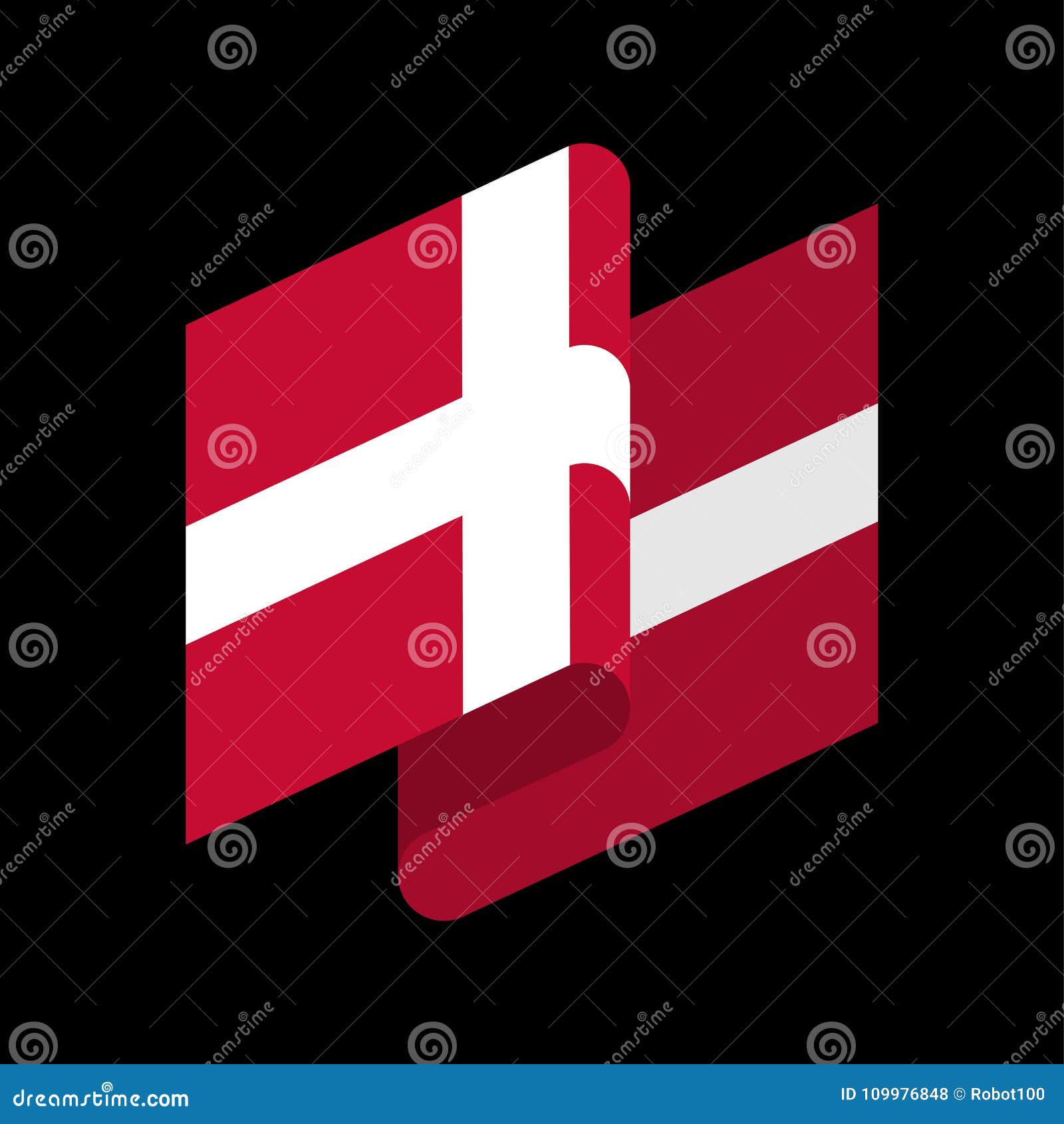 Denmark Flag Isolated. Danish Ribbon Banner Stock Vector - Illustration ...